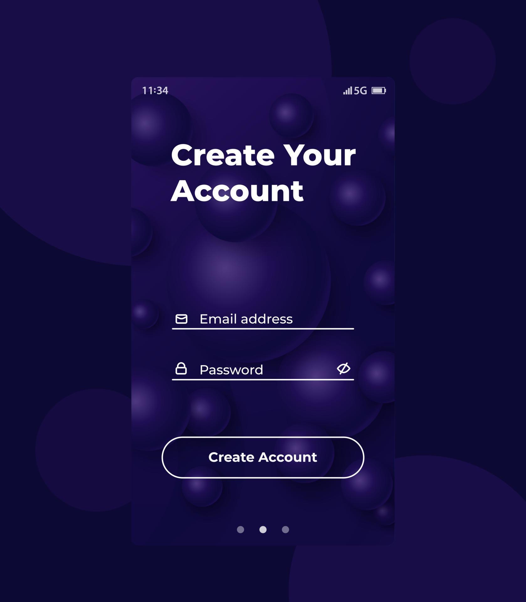 Create account app screen, ui design, vector interface 11549827 Vector ...