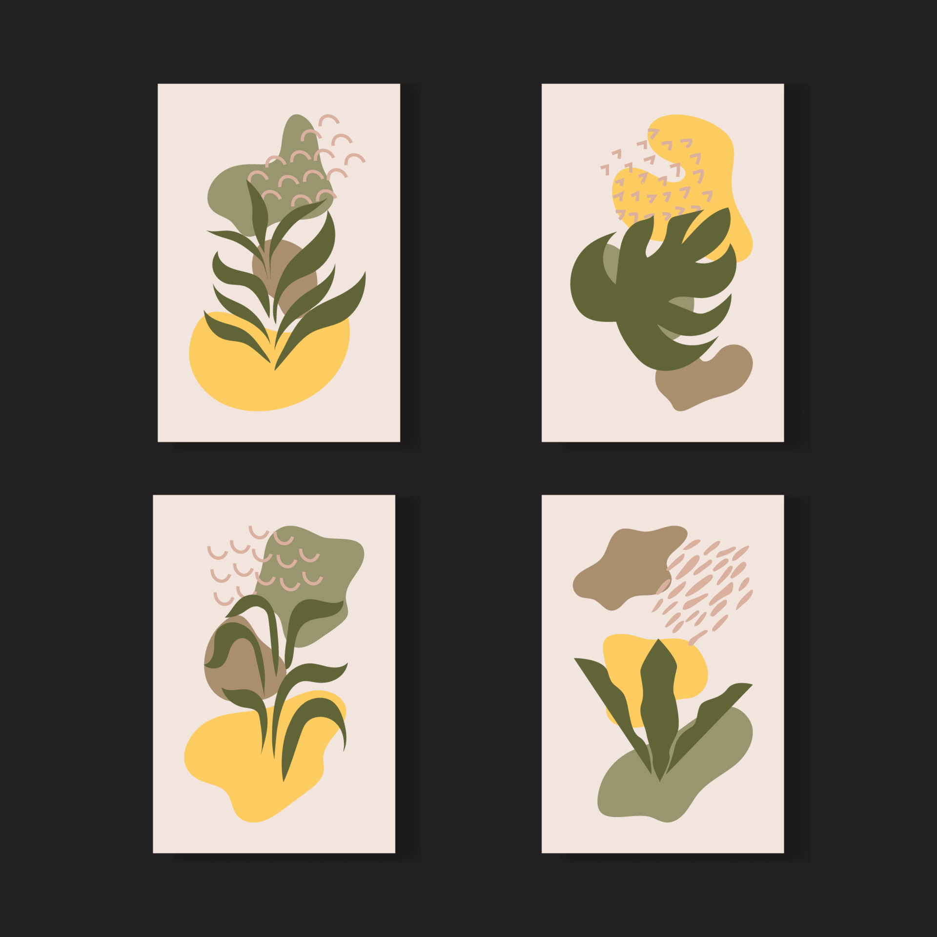 Floral Wall Modern Aesthetic Posters Set Vector Illustration 11557061 Vector Art At Vecteezy
