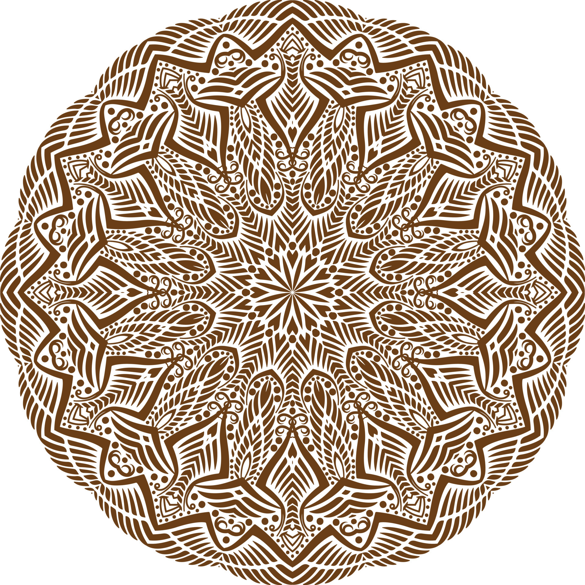 Deep Brown Color Mandala Pattern.Floral Circular Pattern Design.Floral ...
