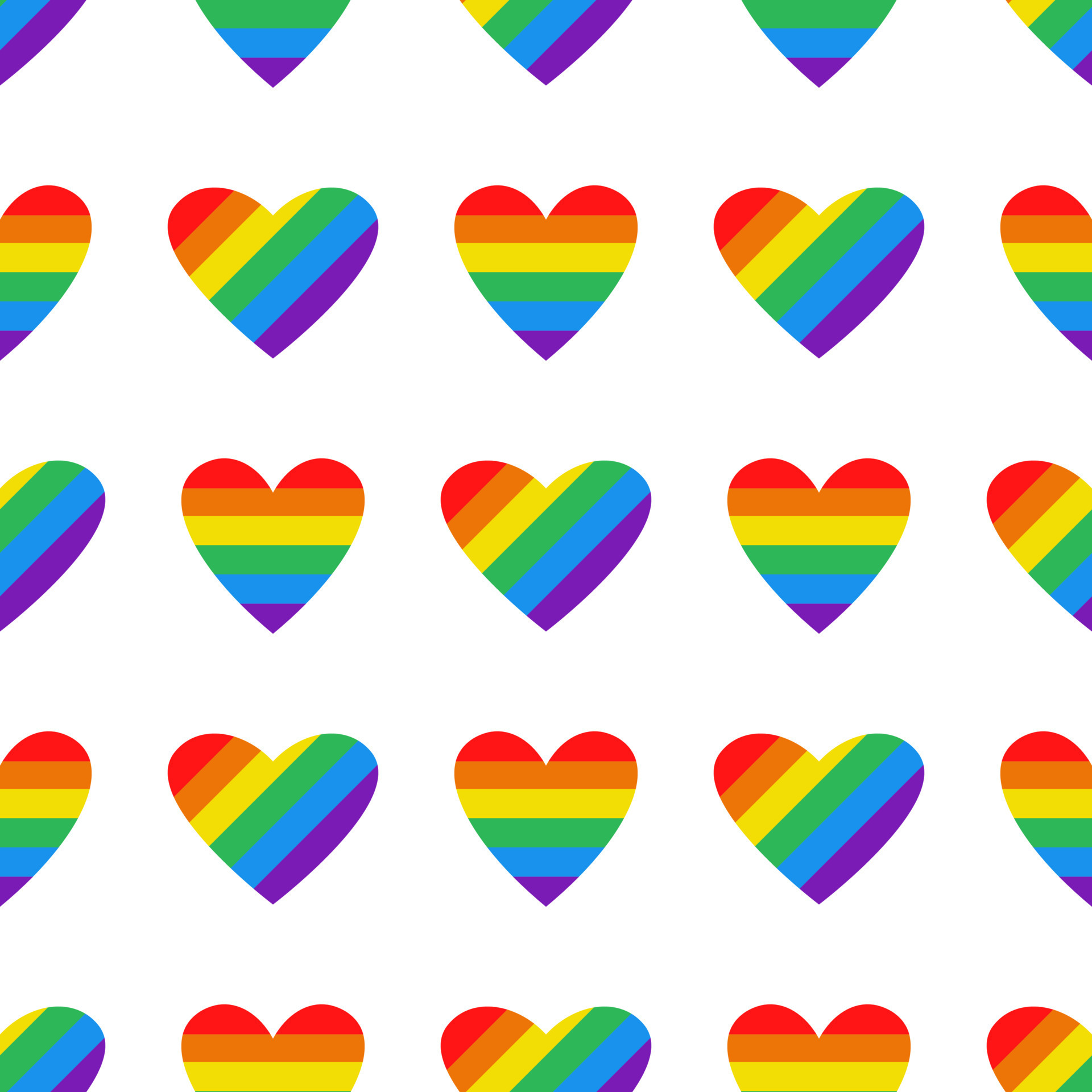 Vector LGBT pattern with pride hearts. Hearts in rainbow color ...