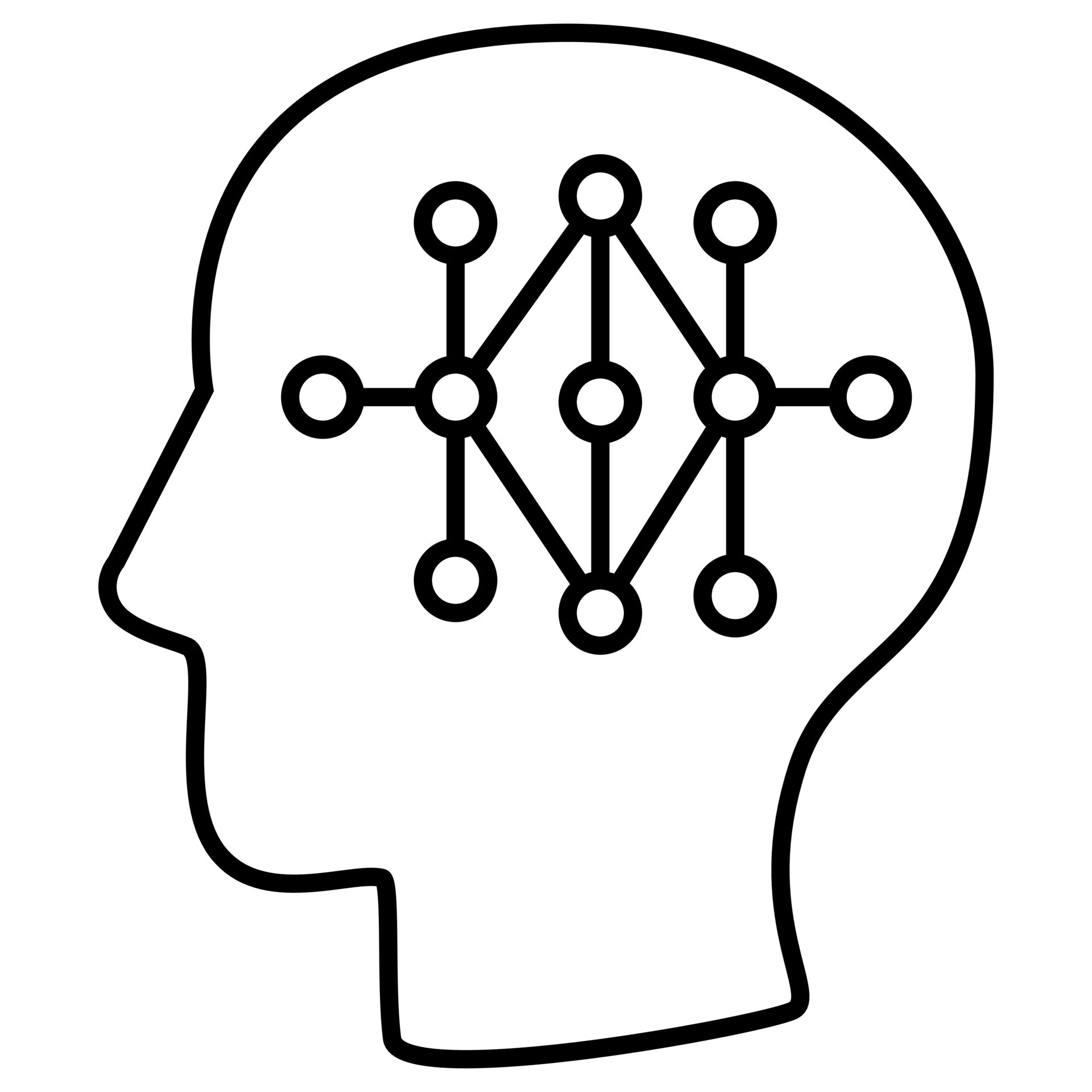 Robot Brain Artificial Intelligent Neuron Network Simple Line Icon