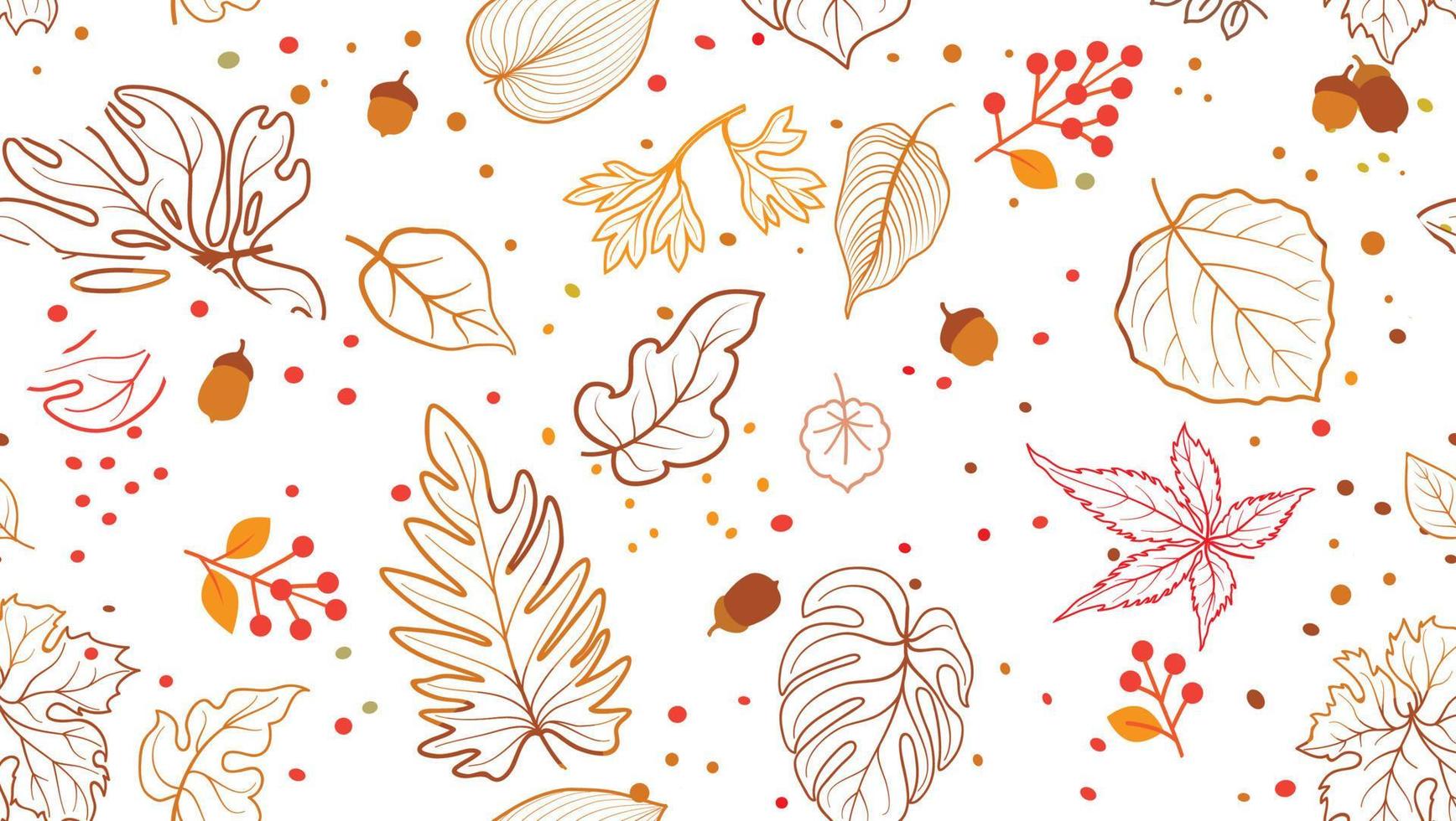 Autumn Leaves Seamless Pattern Season Floral Horizontal Wallpaper