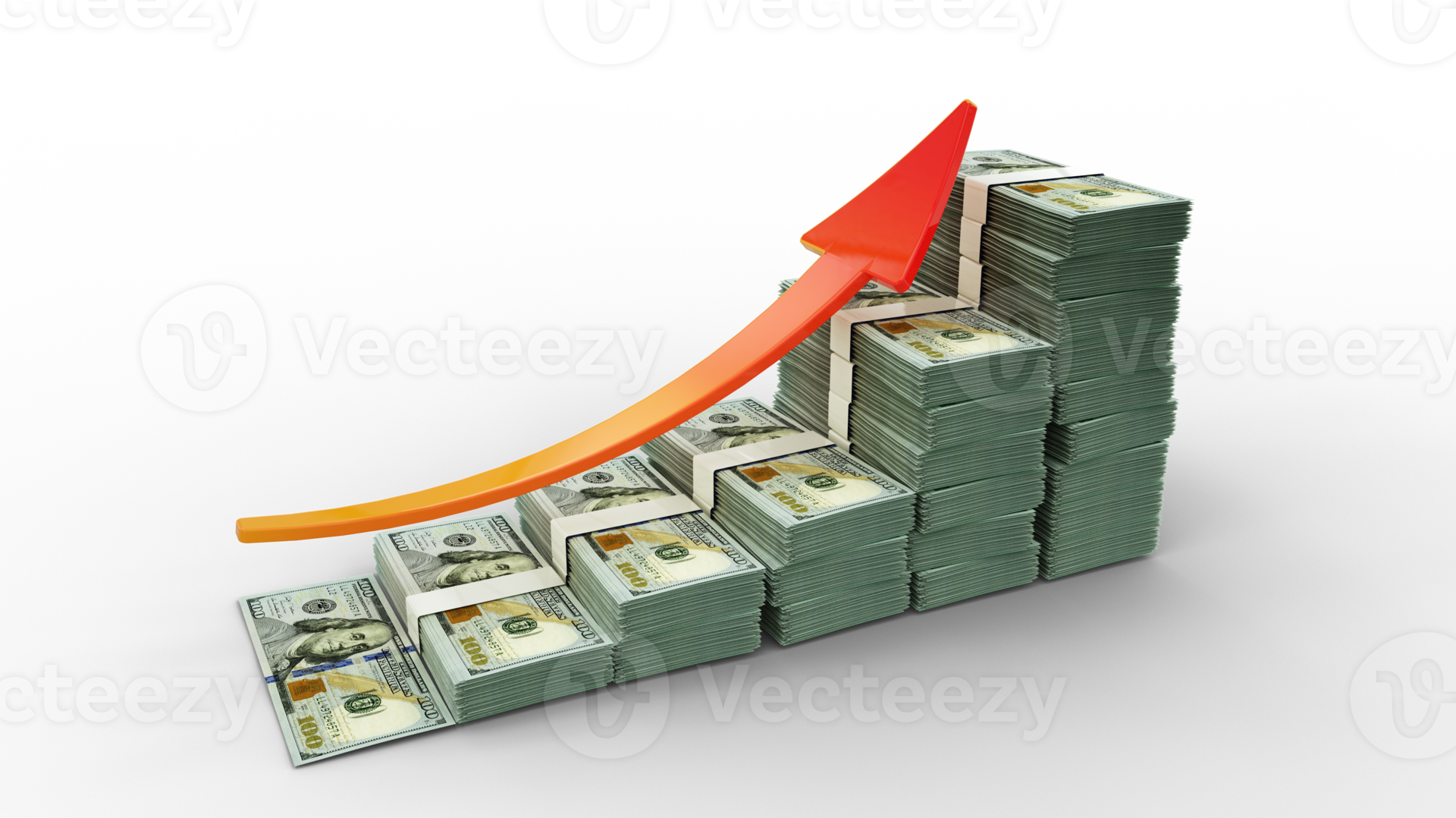 Financial Growth Sign Made Of Stacks Of Us Dollar Notes 3d Rendering Of Usd Money Arranged In