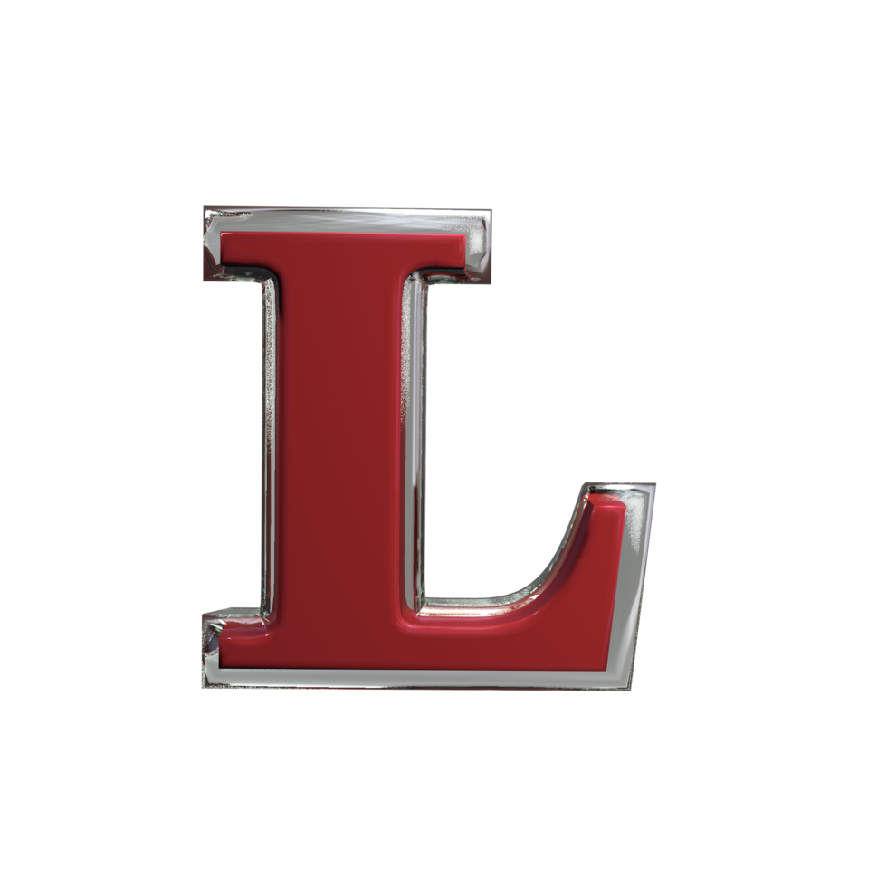 Letter L 3D Render mental red color 11577344 PNG