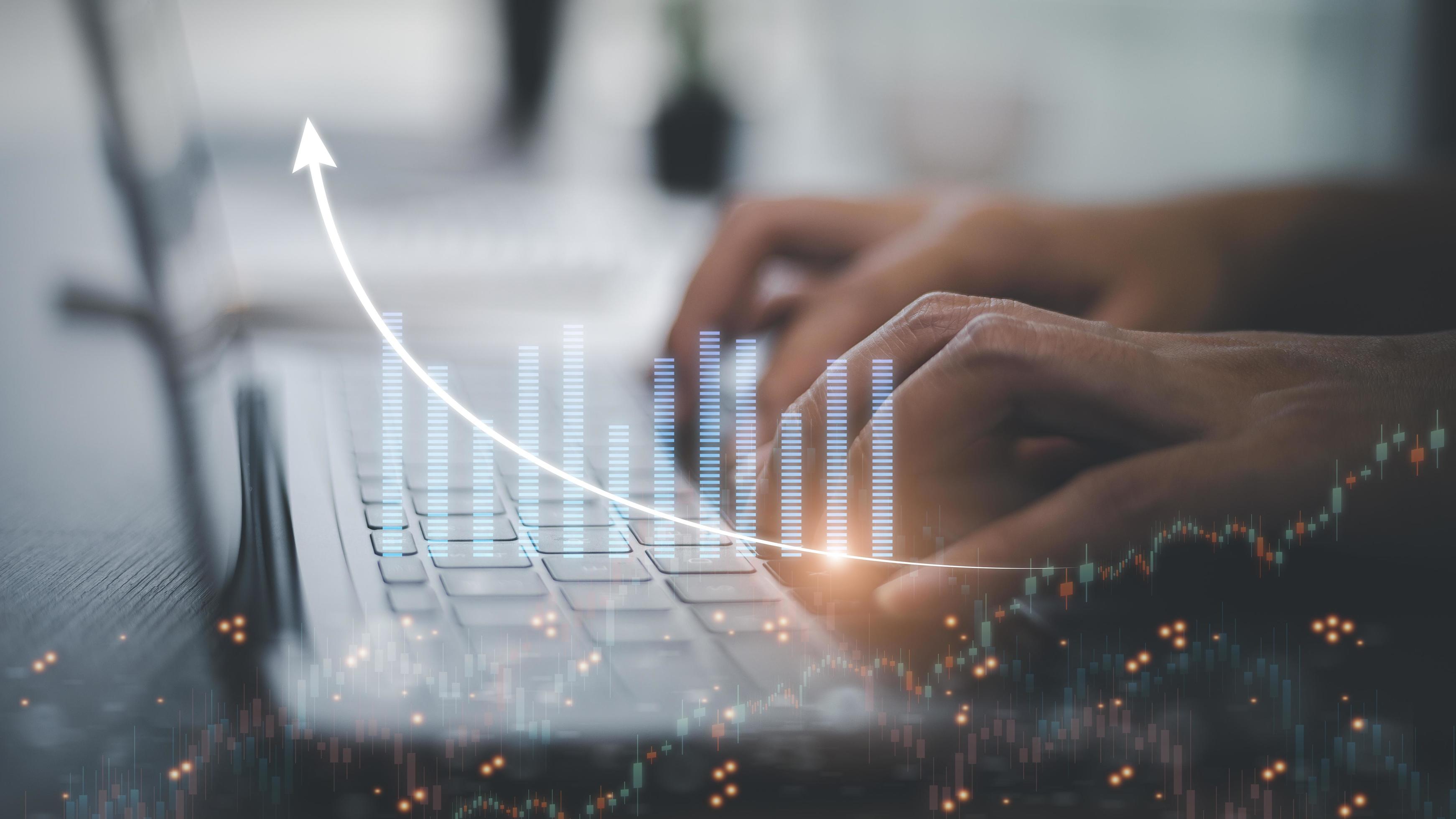 Business people are using computers to work at home. Technology and ...