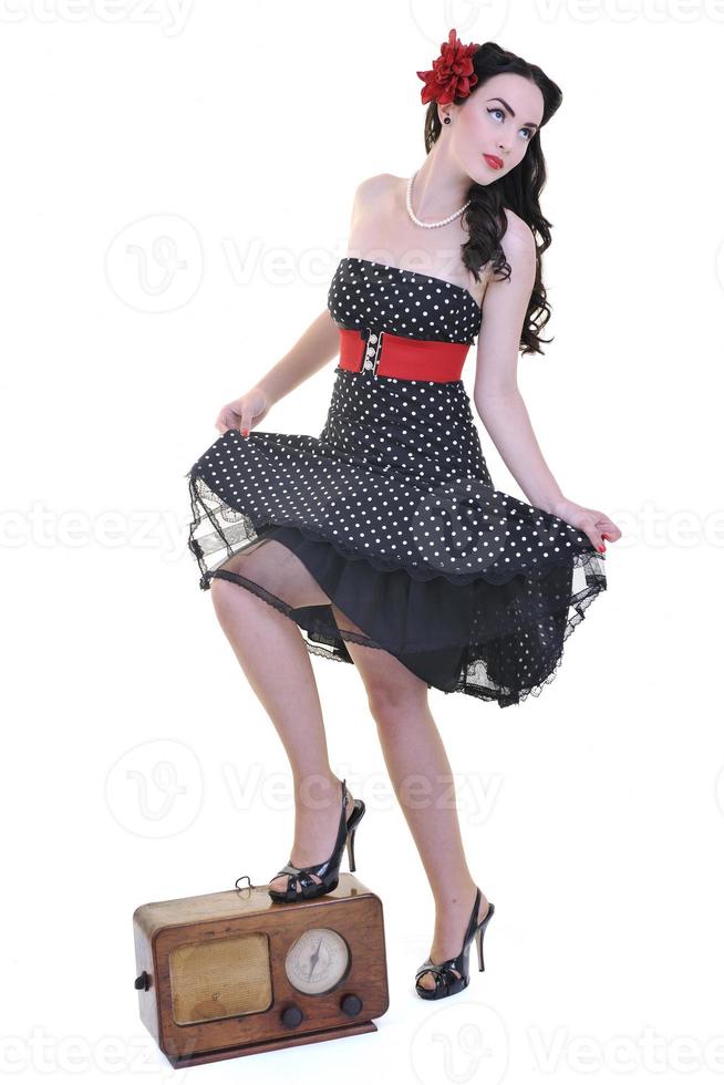 pretty girl listening music on radio 11584533 Stock Photo at Vecteezy