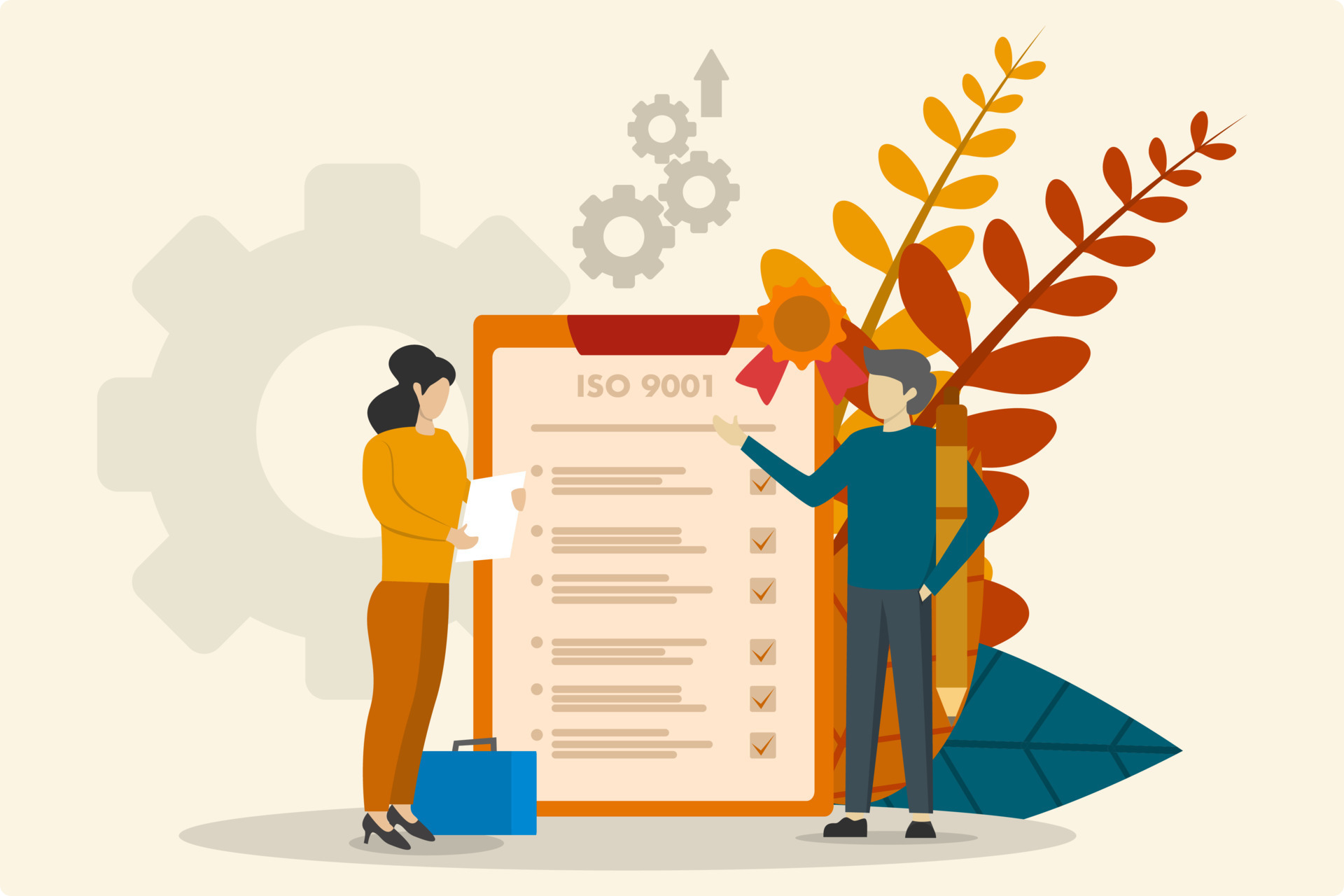 Businessman passing standard quality control flat isolated vector ... Businessman passing standard quality control flat isolated vector ...