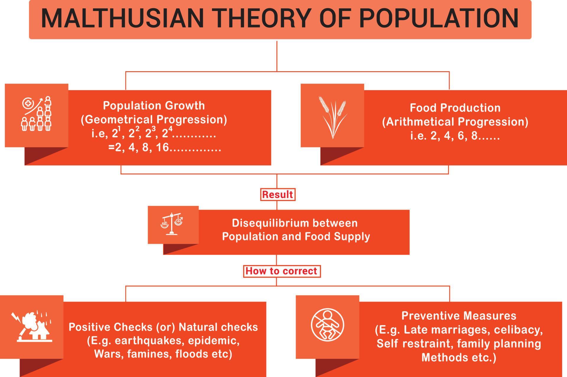 Malthusian Theory Of Population Infographic Illustration Thomas Robert Malthus Developed The
