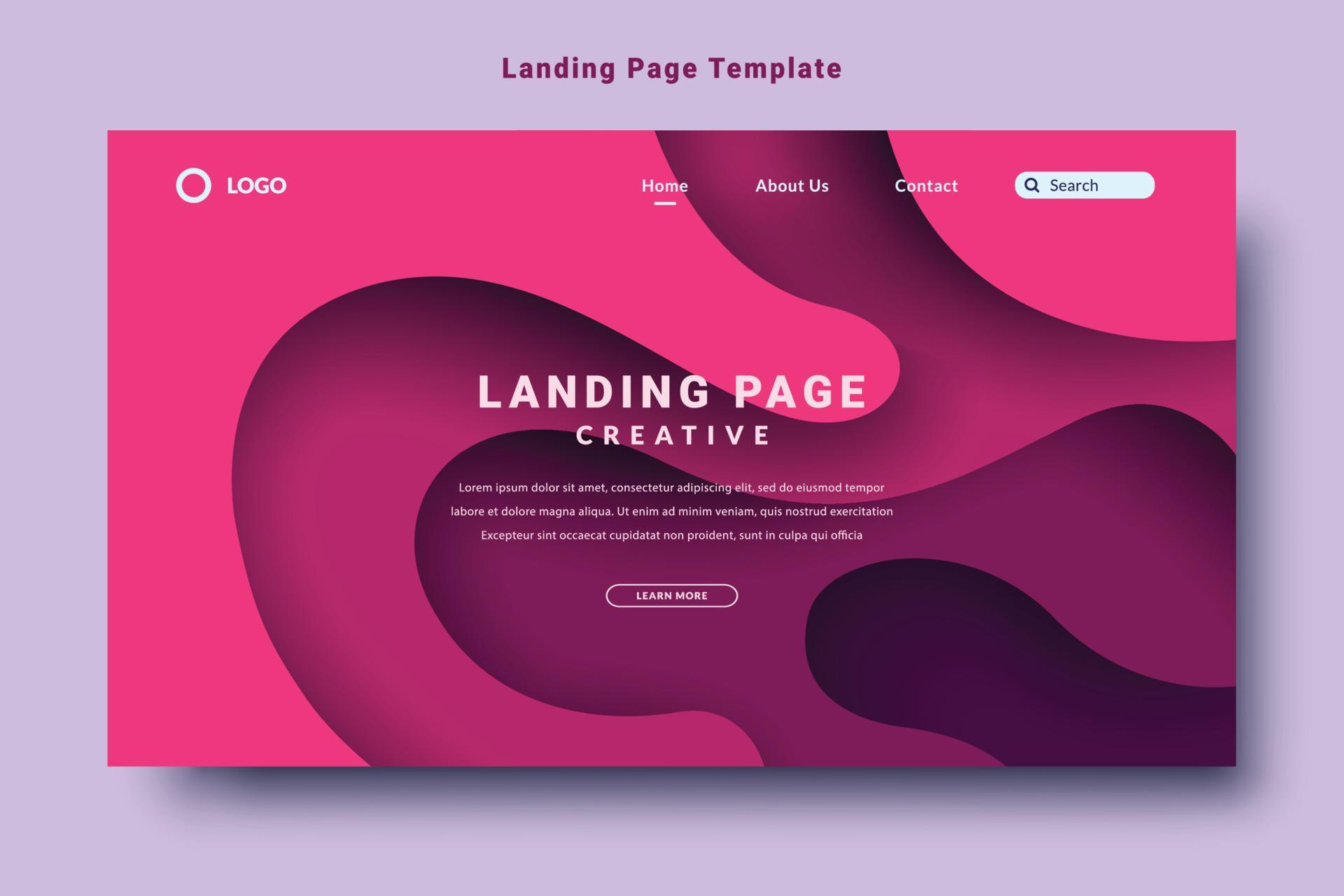 modern landing page website template design background with abstract layered paper texture style ...