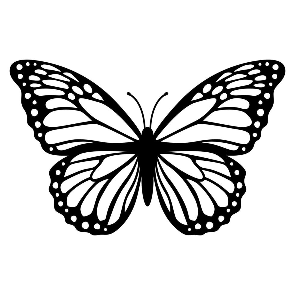 Monarch Butterfly Silhouette Vector Illustration Isolated On White