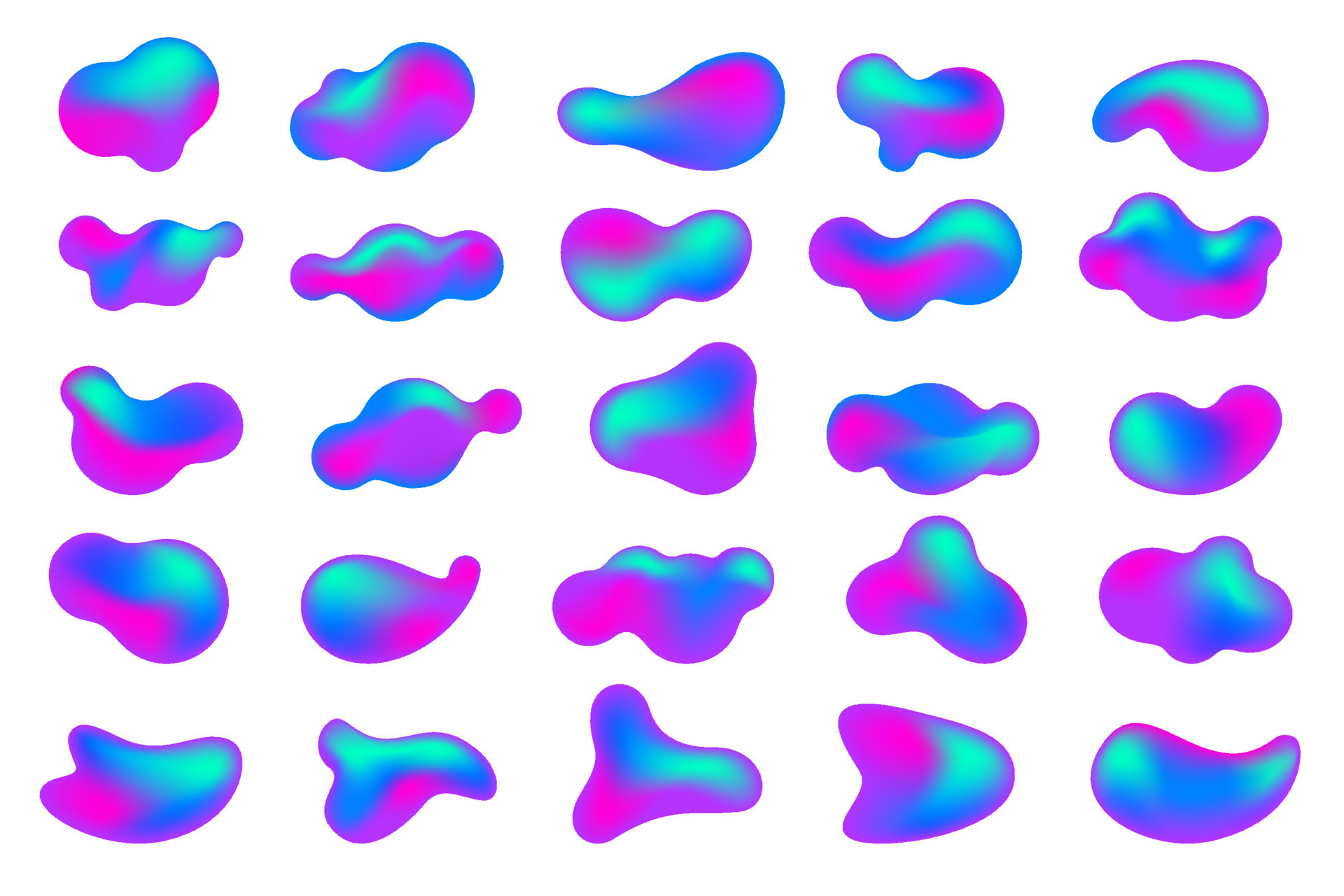 Gradient blob shapes set. Abstract organic random forms. Liquid fluid ...