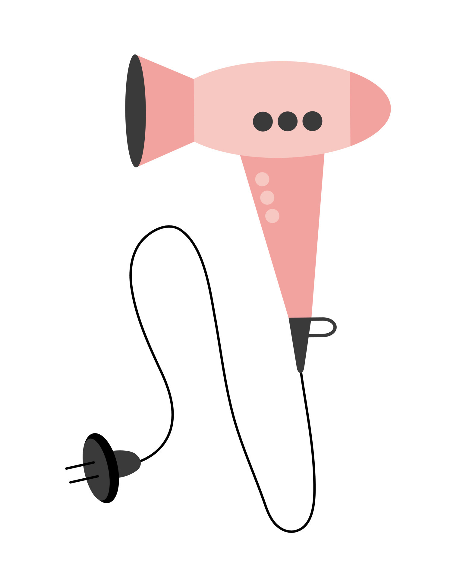 Flat Style Hair Dryer Vector Illustration Flat Elerctric Hair Dryer
