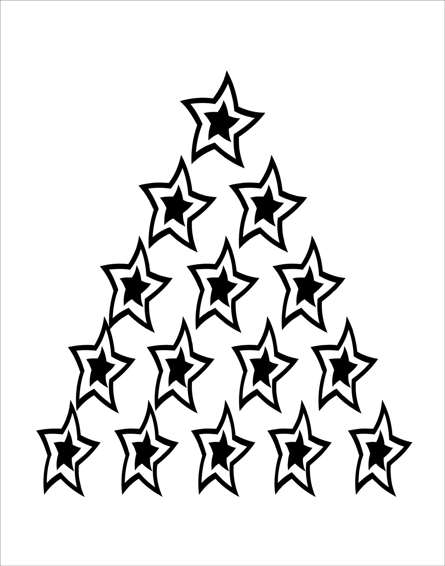 Christmas tree illustration. Black and white, monochrome Christmas tree ...