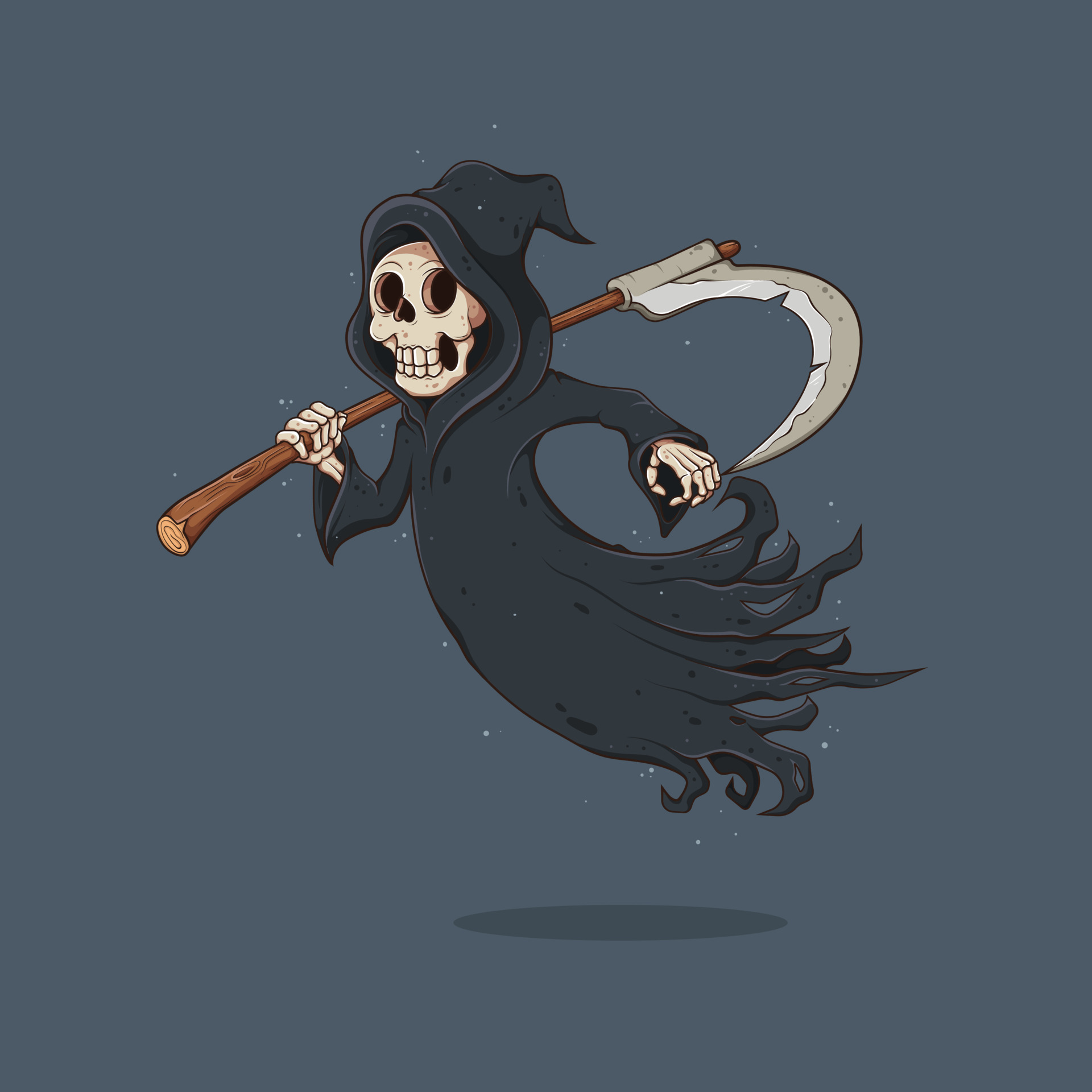 Cartoon Grim Reaper Vector Clip Art Illustration With Simple Gradients All On A Single Layer
