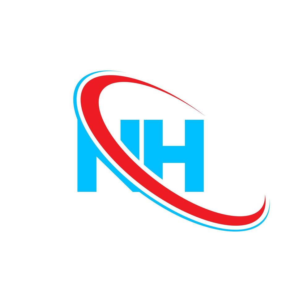 logotipo de n.h. nh diseño. letra nh azul y roja. diseño del logotipo de la letra nh. letra ...