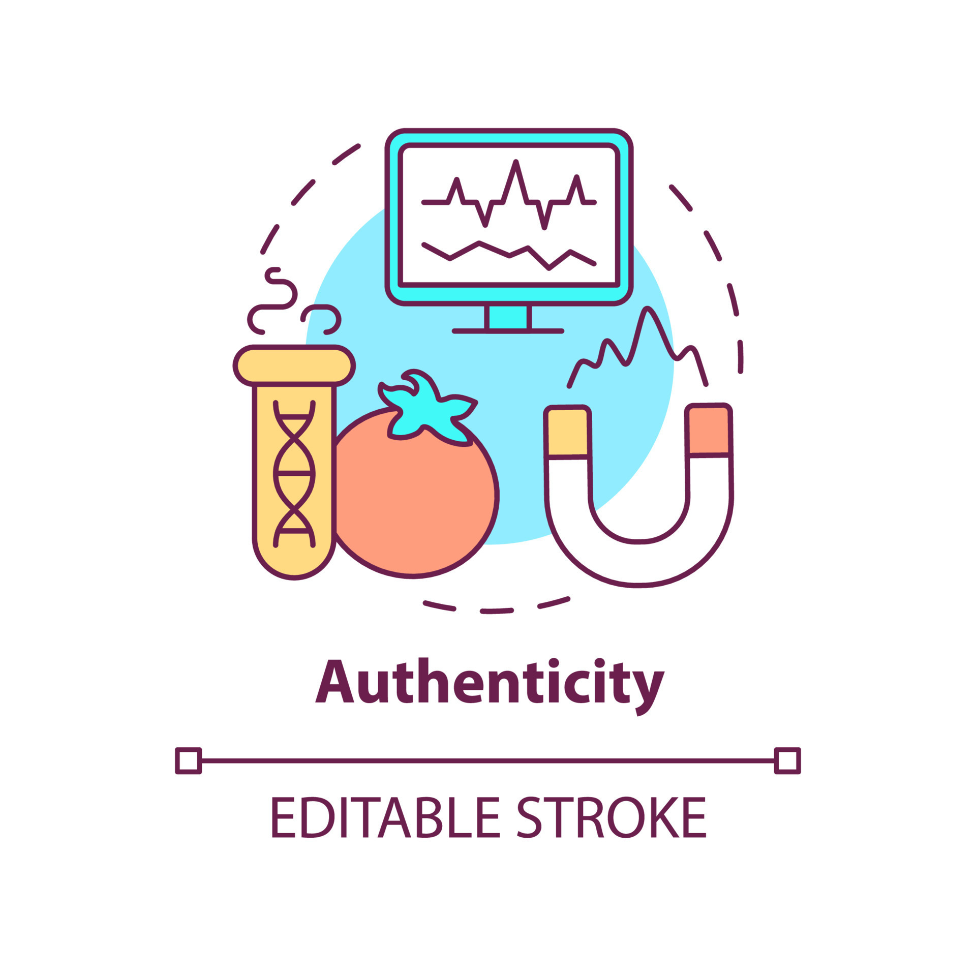 Authenticity concept icon. Food testing service abstract idea thin line ... Authenticity concept icon. Food testing service abstract idea thin line ...