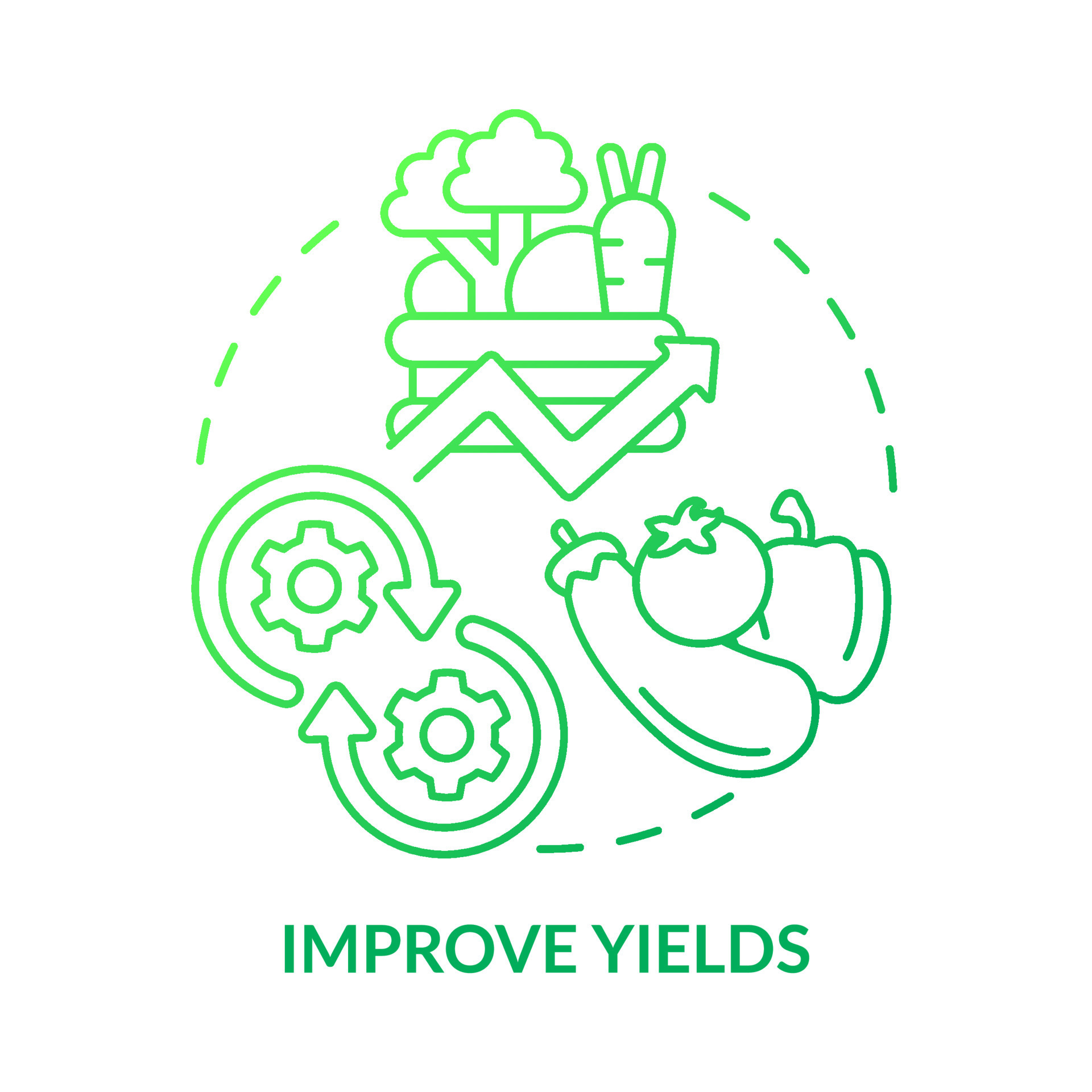 Improve yields green gradient concept icon. Crop and fertility. Shift ... Improve yields green gradient concept icon. Crop and fertility. Shift ...