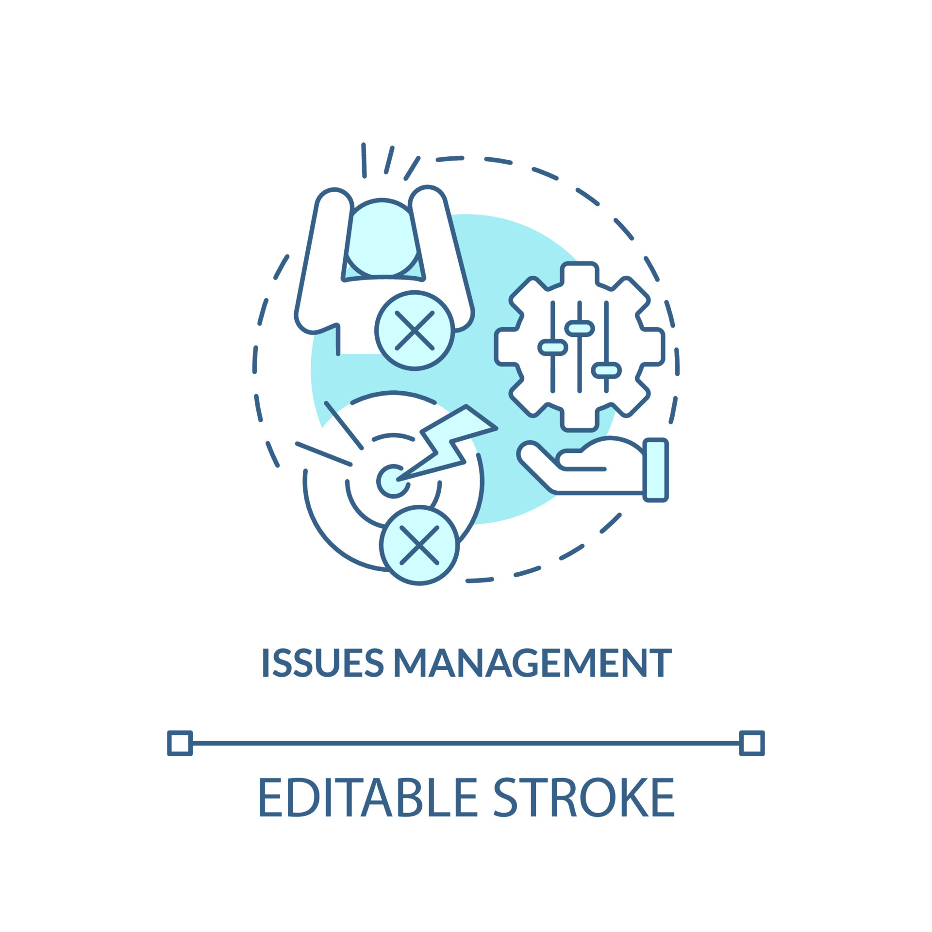 Issues management turquoise concept icon. Solving problem. Palliative care stage abstract idea ...