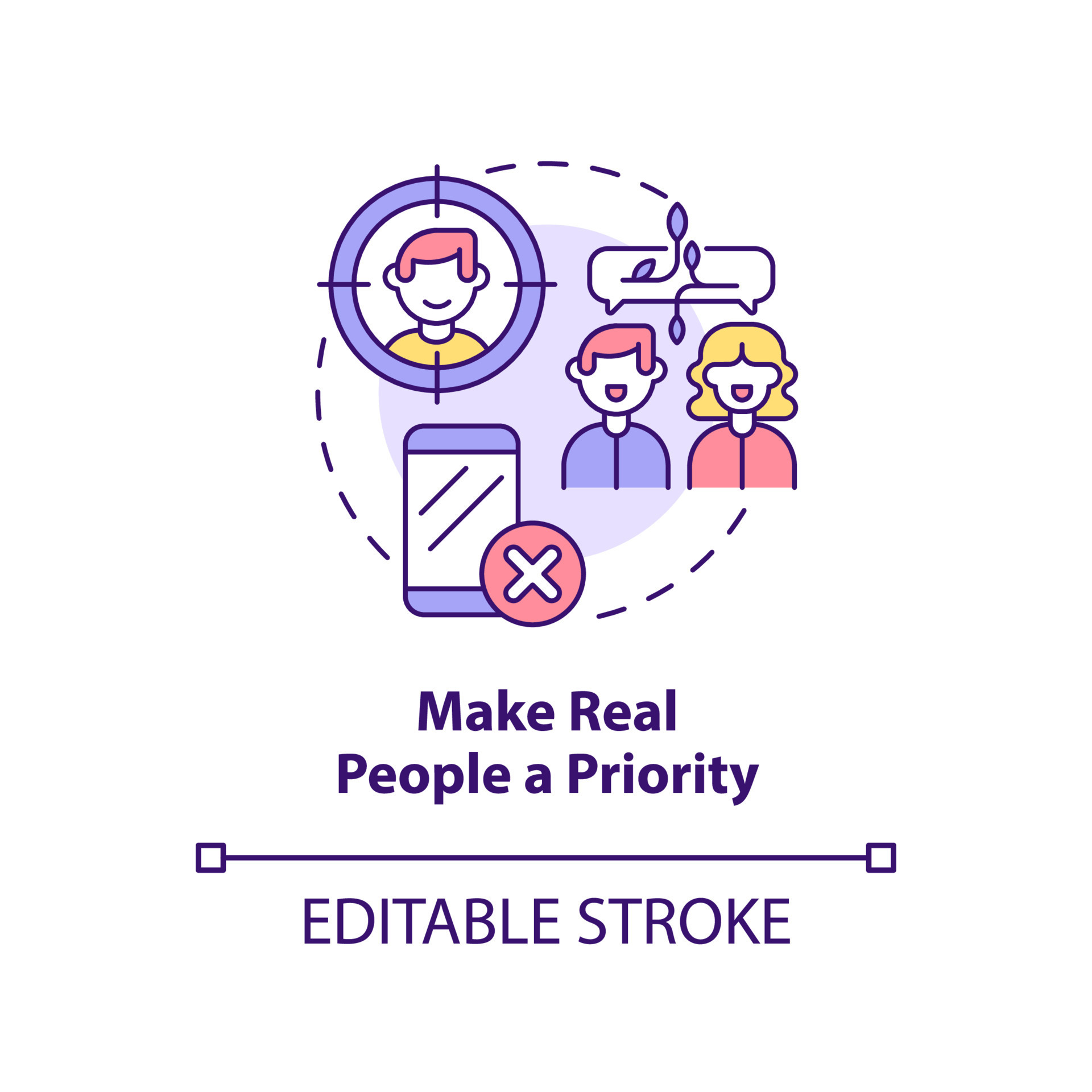 Make Real People Priority Concept Icon Internet Communication Netiquette Rule Abstract Idea