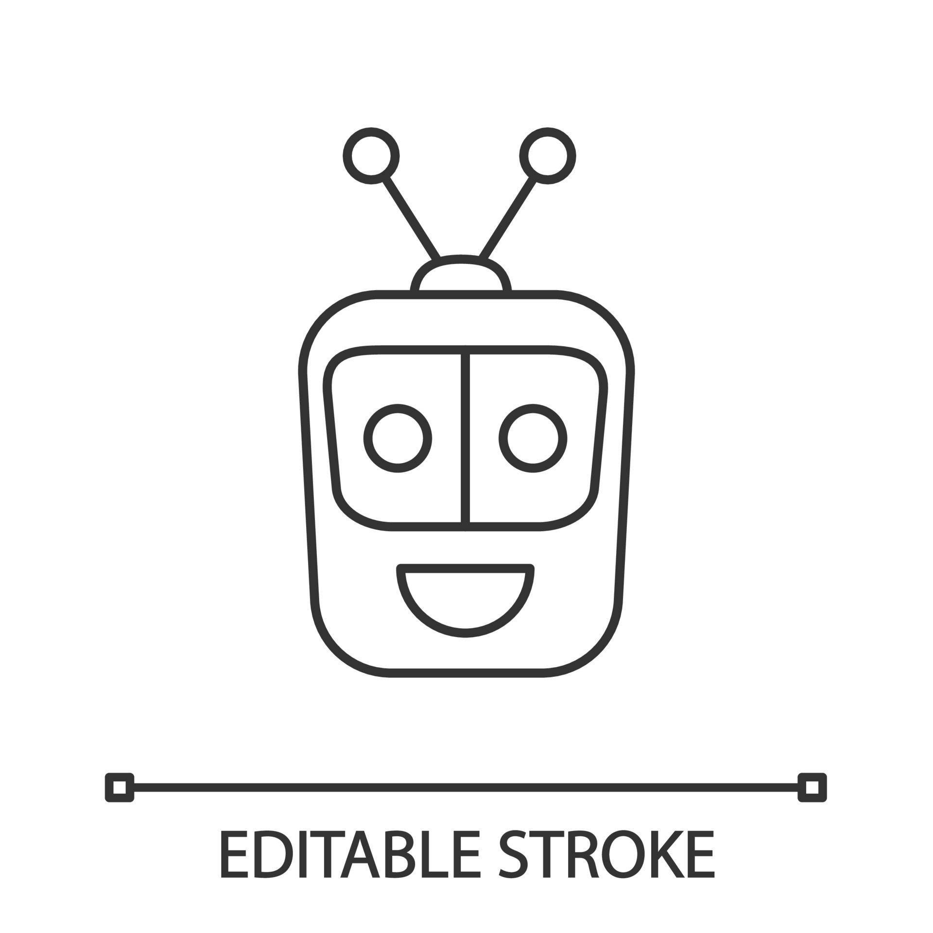 Chatbot Linear Icon Thin Line Illustration Modern Robot Square Head Laughing Chat Bot