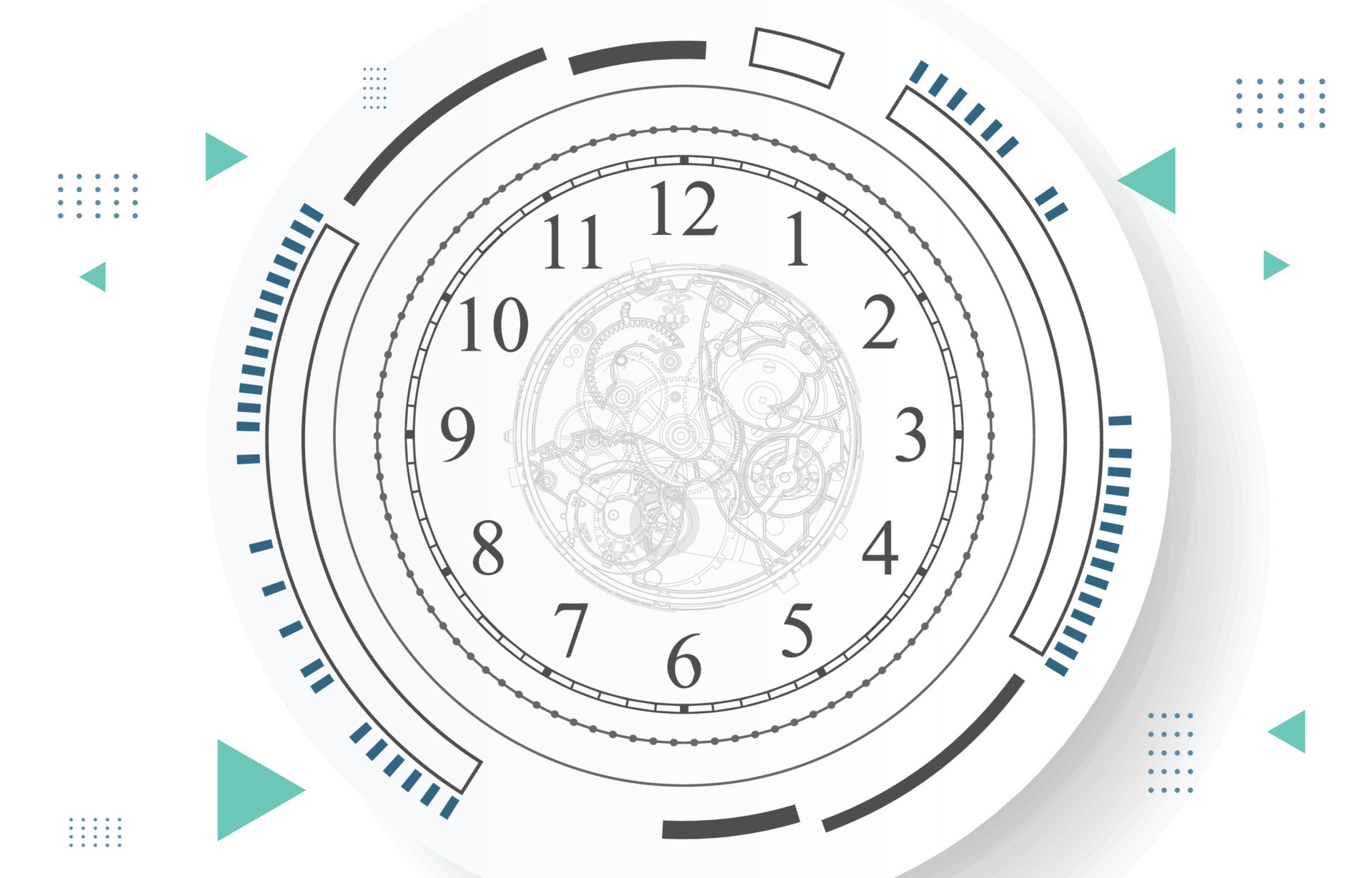 Abstract Technology Analog Clock Face On White Background Timer Vector
