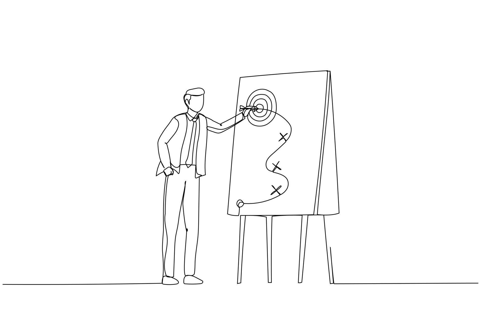 Cartoon of smart businessman presenting business winning strategy on ... Cartoon of smart businessman presenting business winning strategy on ...