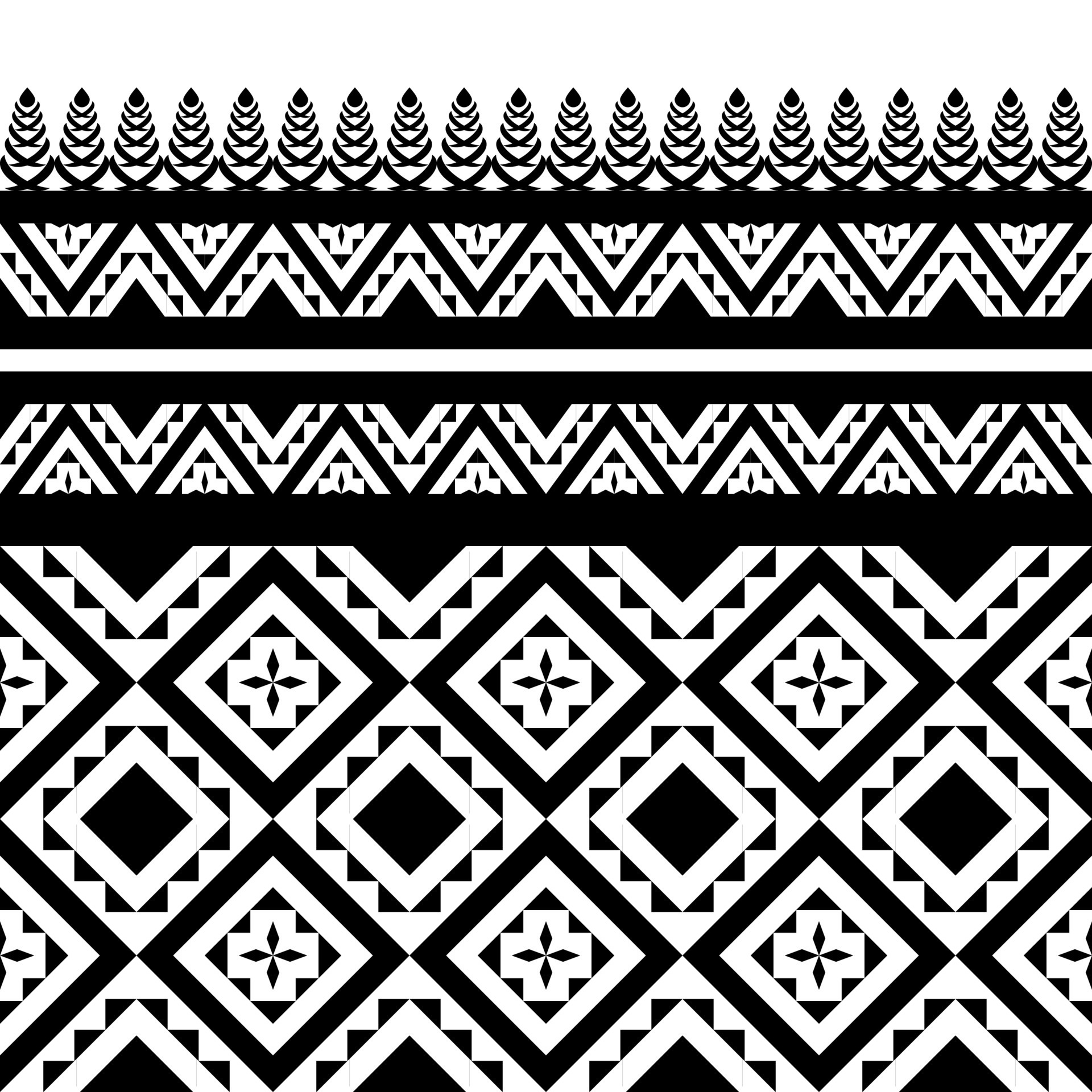Black And White Geometric Ethnic Seamless Pattern Design For Wallpaper