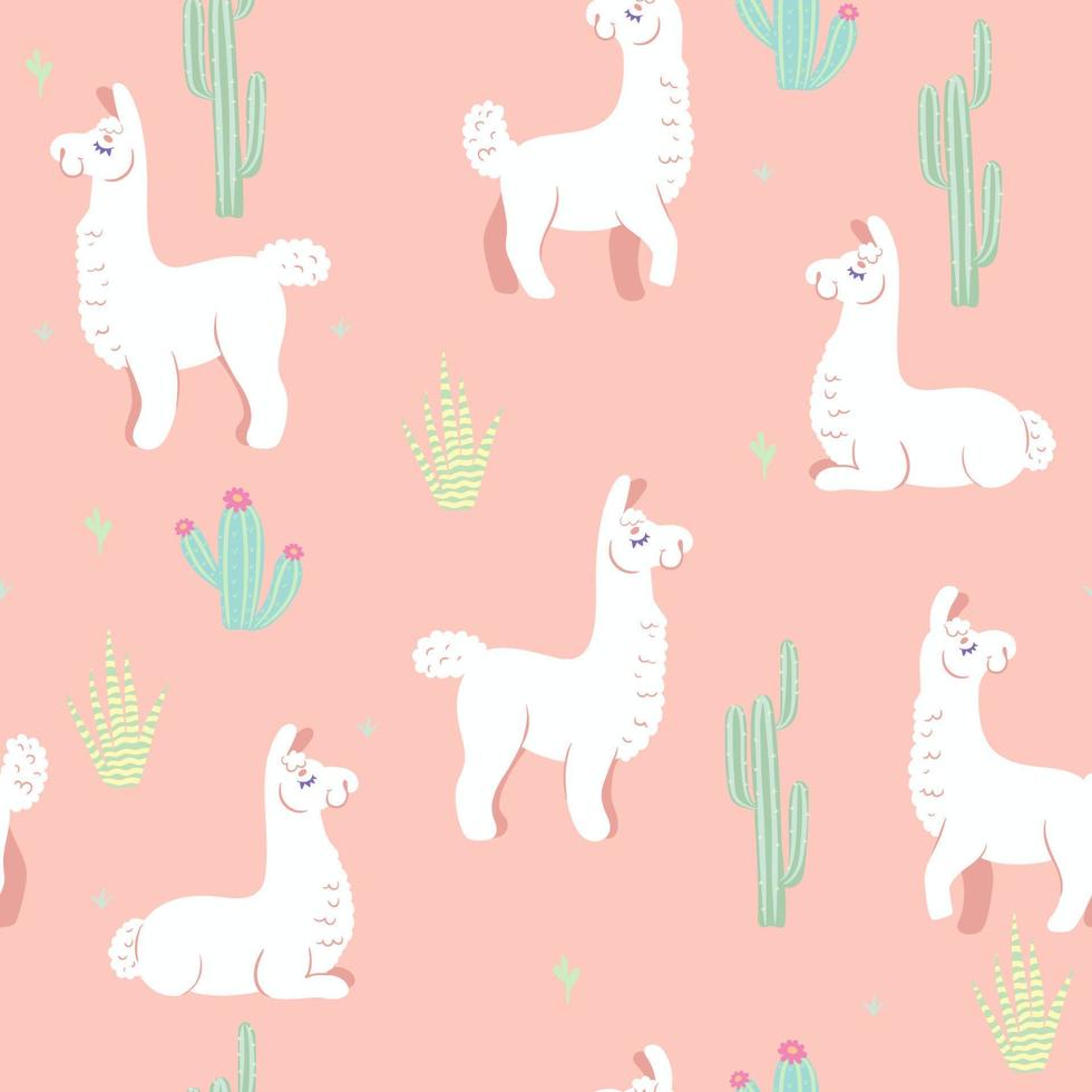 Seamless Pattern With Cute Llamas Vector Graphics 11614240 Vector Art At Vecteezy