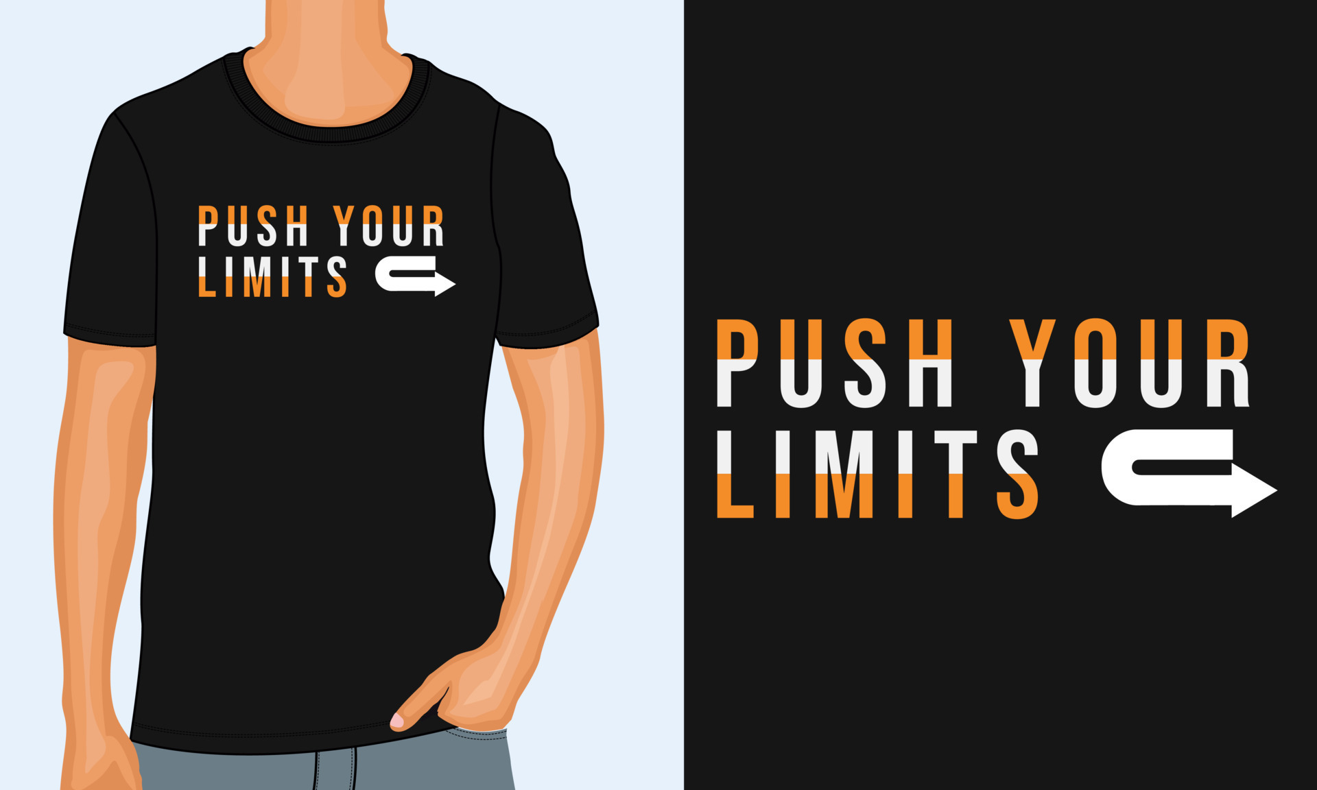 Push Your Limits Typography T Shirt Chest Print Design Ready To Print 11614266 Vector Art At