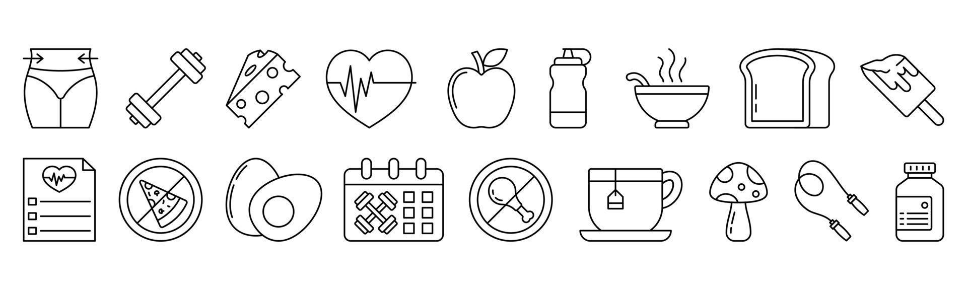 Diet And Nutrition line art icon set design template vector ...