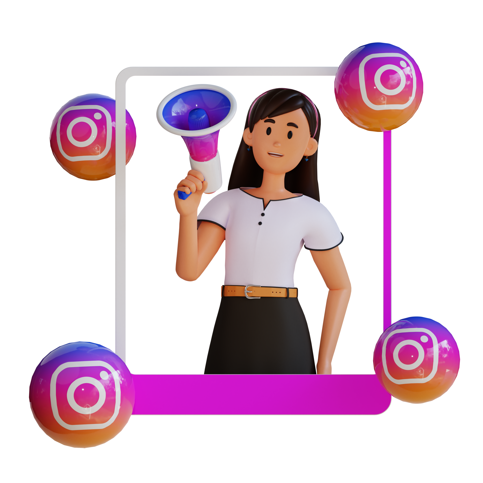 young girl making promotion on social media 3d cartoon character ... young girl making promotion on social media 3d cartoon character ...