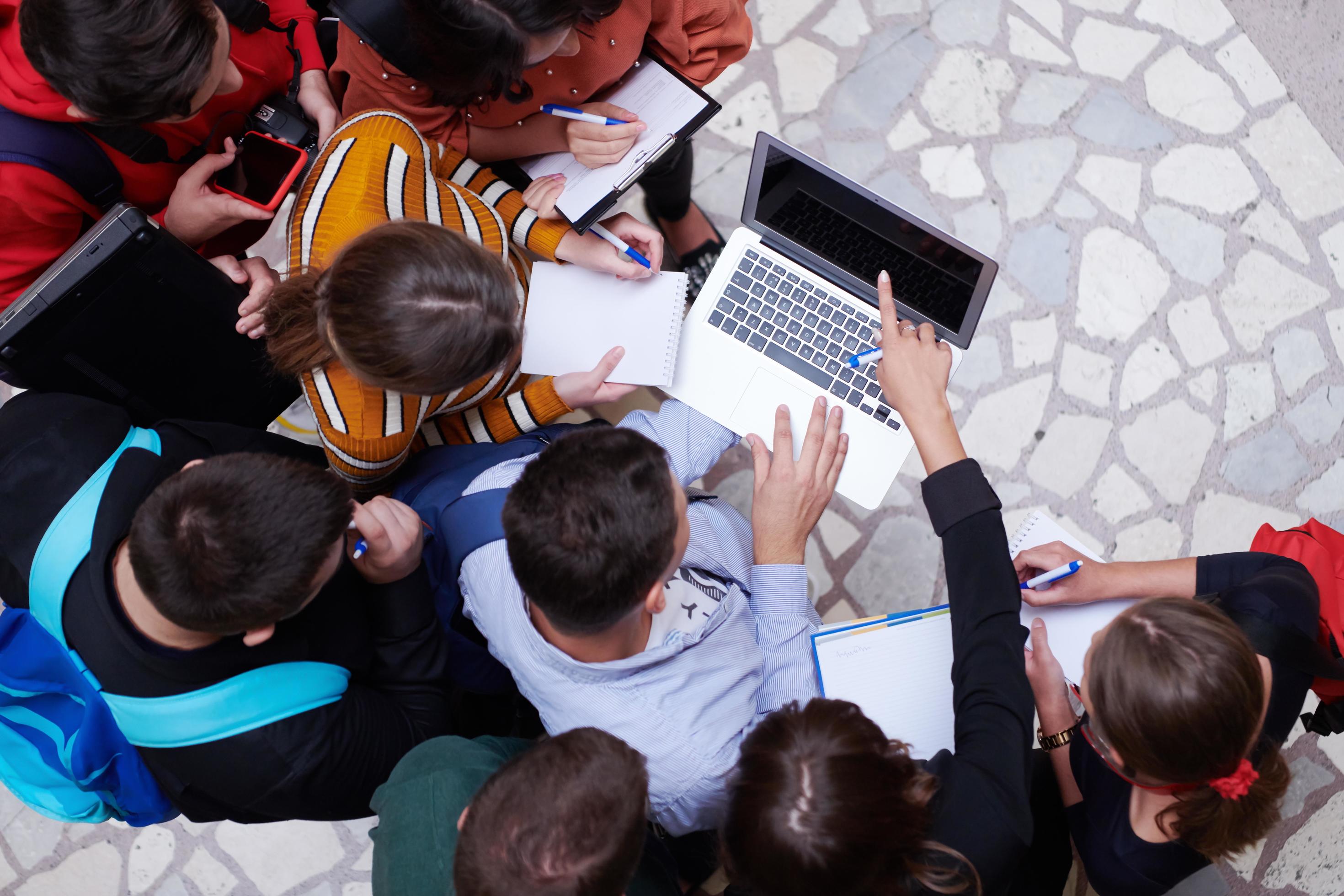 students using modern technology for school project 11624141 Stock ...