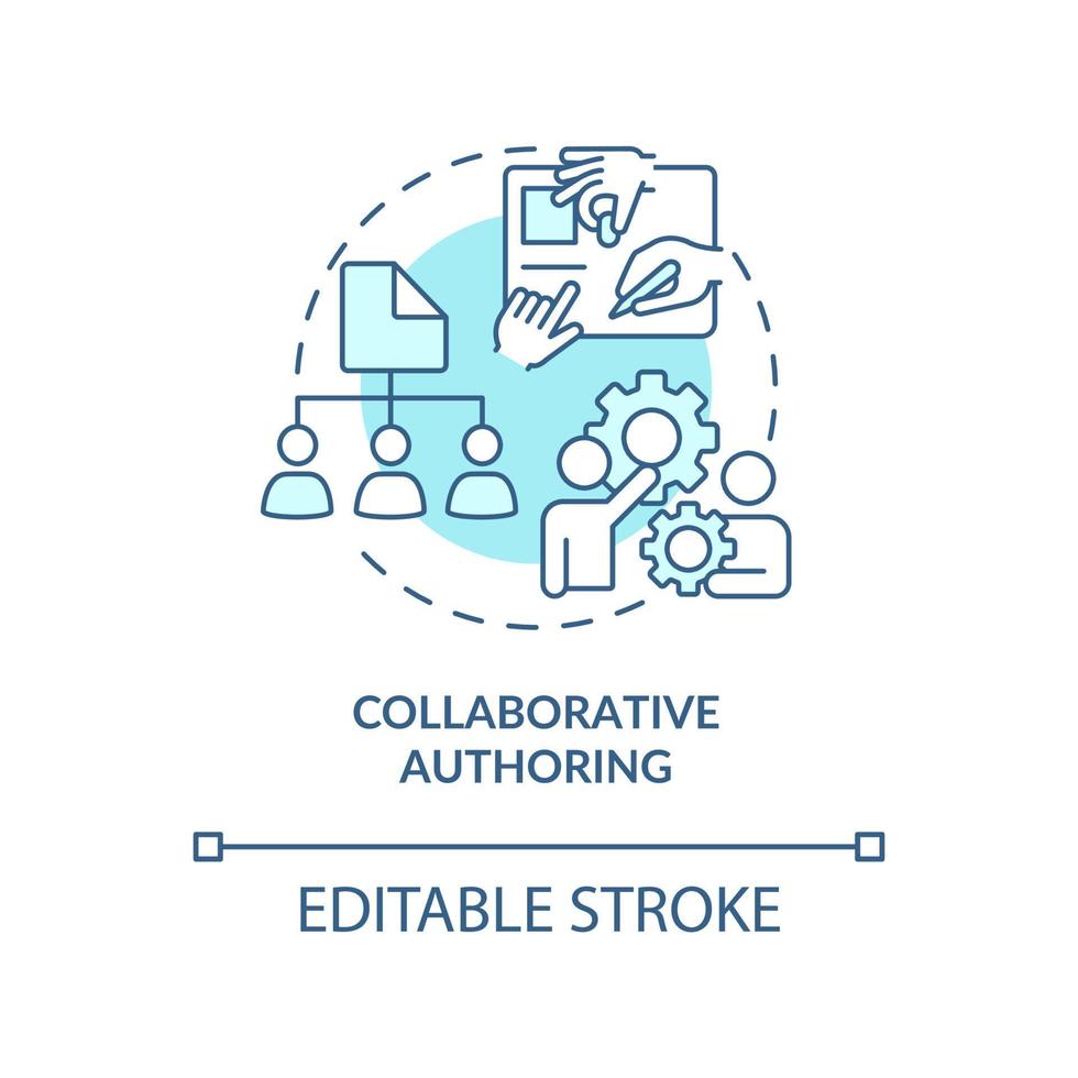 Collaborative authoring turquoise concept icon. LCMS characteristic ... Collaborative authoring turquoise concept icon. LCMS characteristic ...