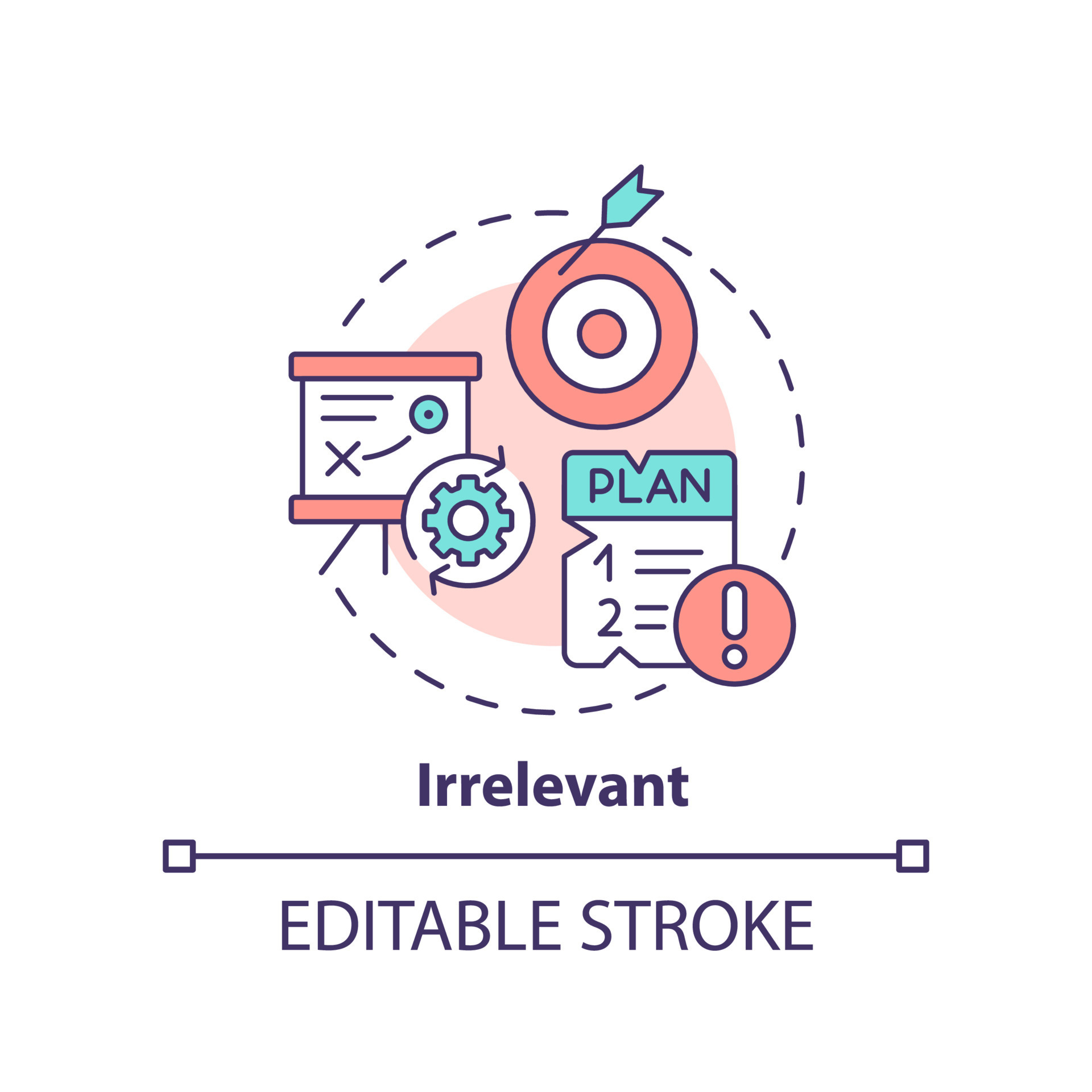 Irrelevant concept icon. Mistake decisions. Disadvantage of business planning abstract idea thin ...