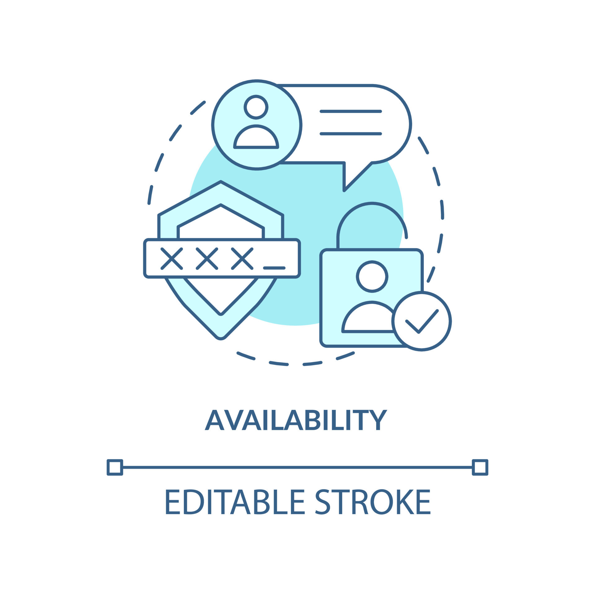 Availability turquoise concept icon. Comment system aspect abstract idea thin line illustration ...