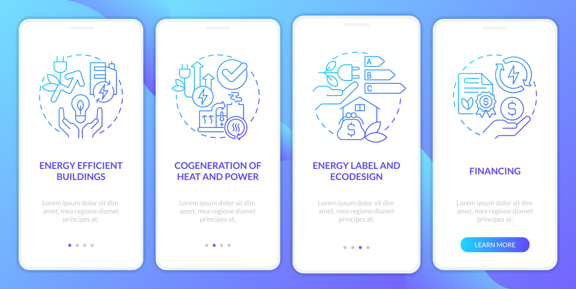 Energy Efficiency And Conservation Blue Gradient Onboarding Mobile App Screen Walkthrough 4