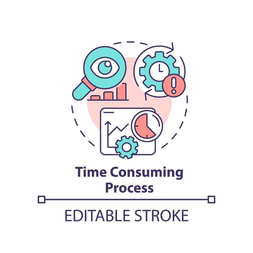 Time consuming process concept icon. Disadvantage of business planning ...
