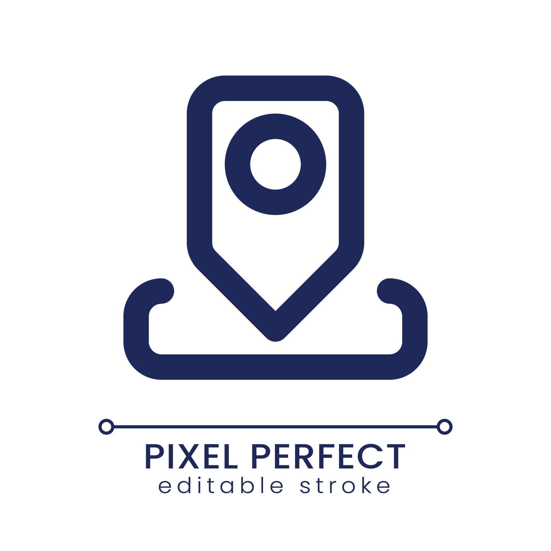 Location pin pixel perfect linear ui icon. Share your position. Send geolocation. Messenger. GUI ...