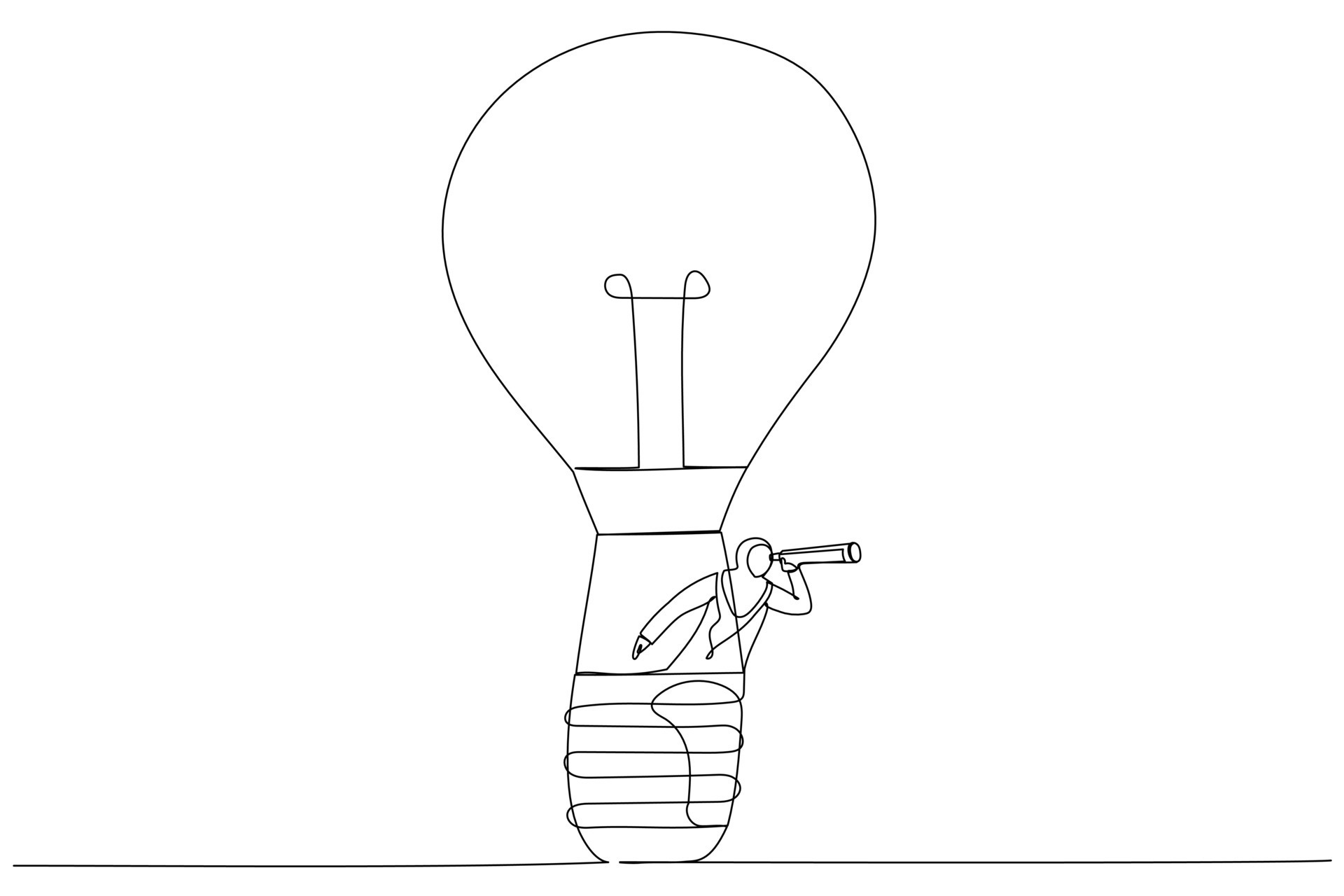 Drawing of muslim businesswoman riding light bulb balloon using ... Drawing of muslim businesswoman riding light bulb balloon using ...