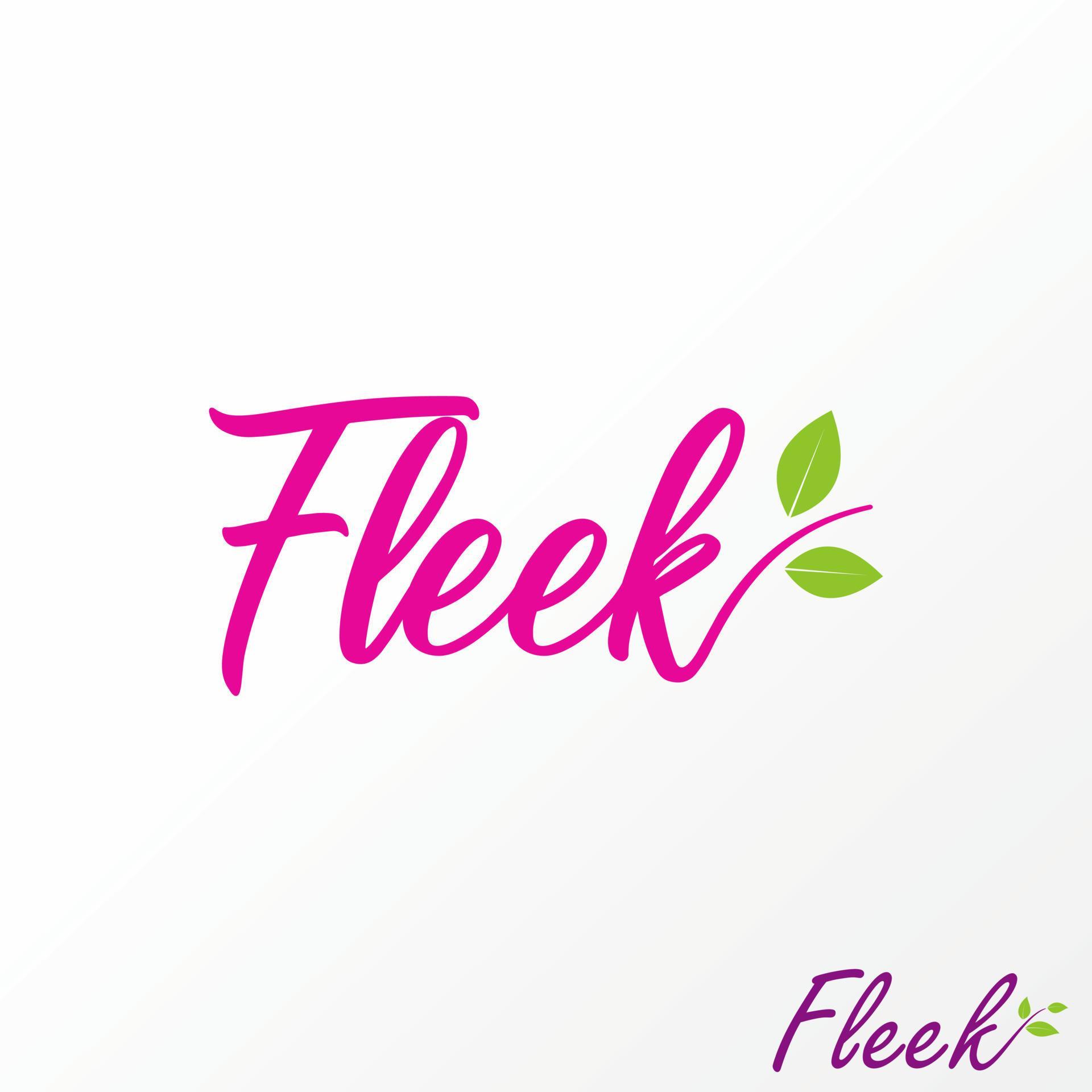 simple y única letra o palabra fleek fuente manuscrita con hojas imagen icono gráfico diseño de ...