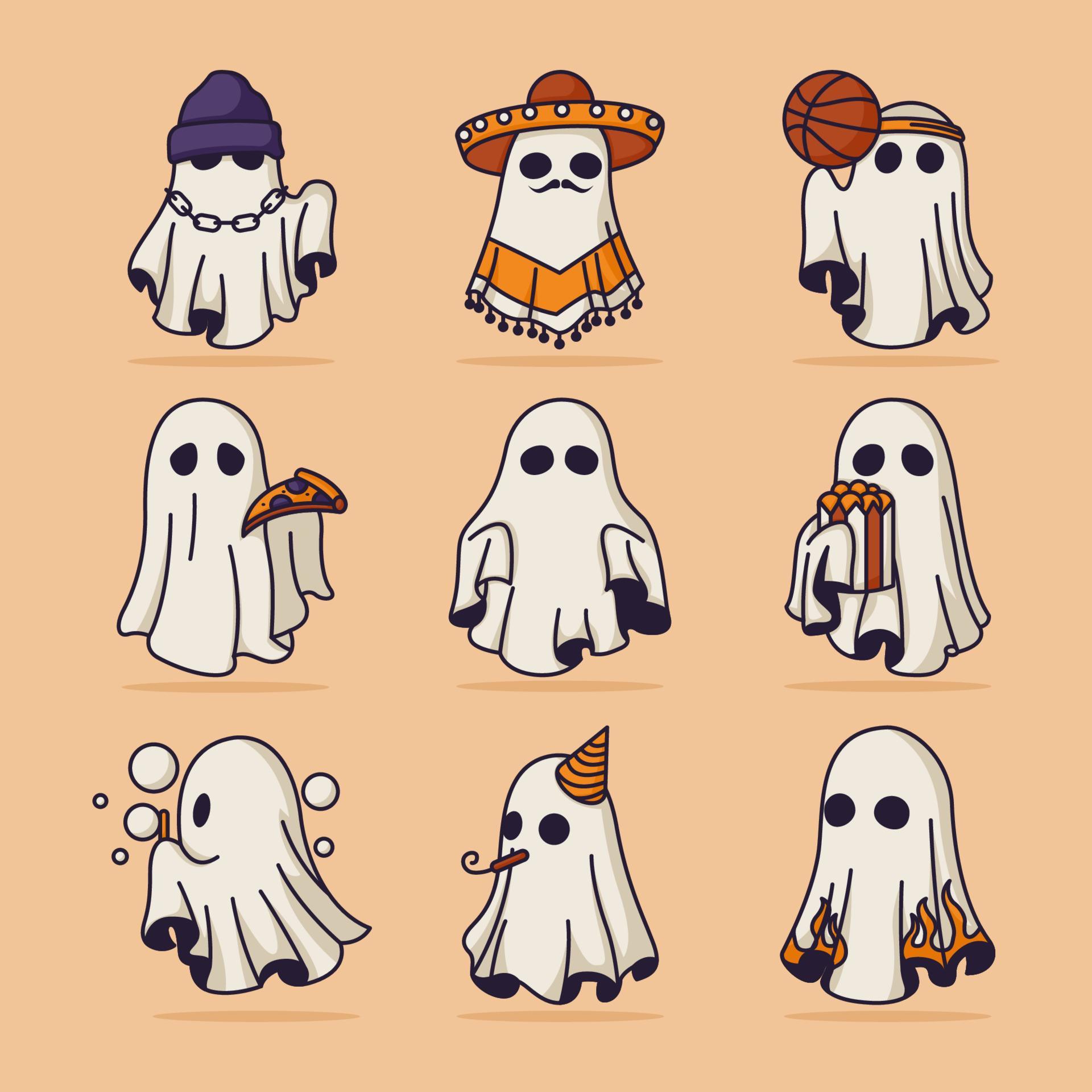 Halloween Ghost Collection 11631864 Vector Art At Vecteezy