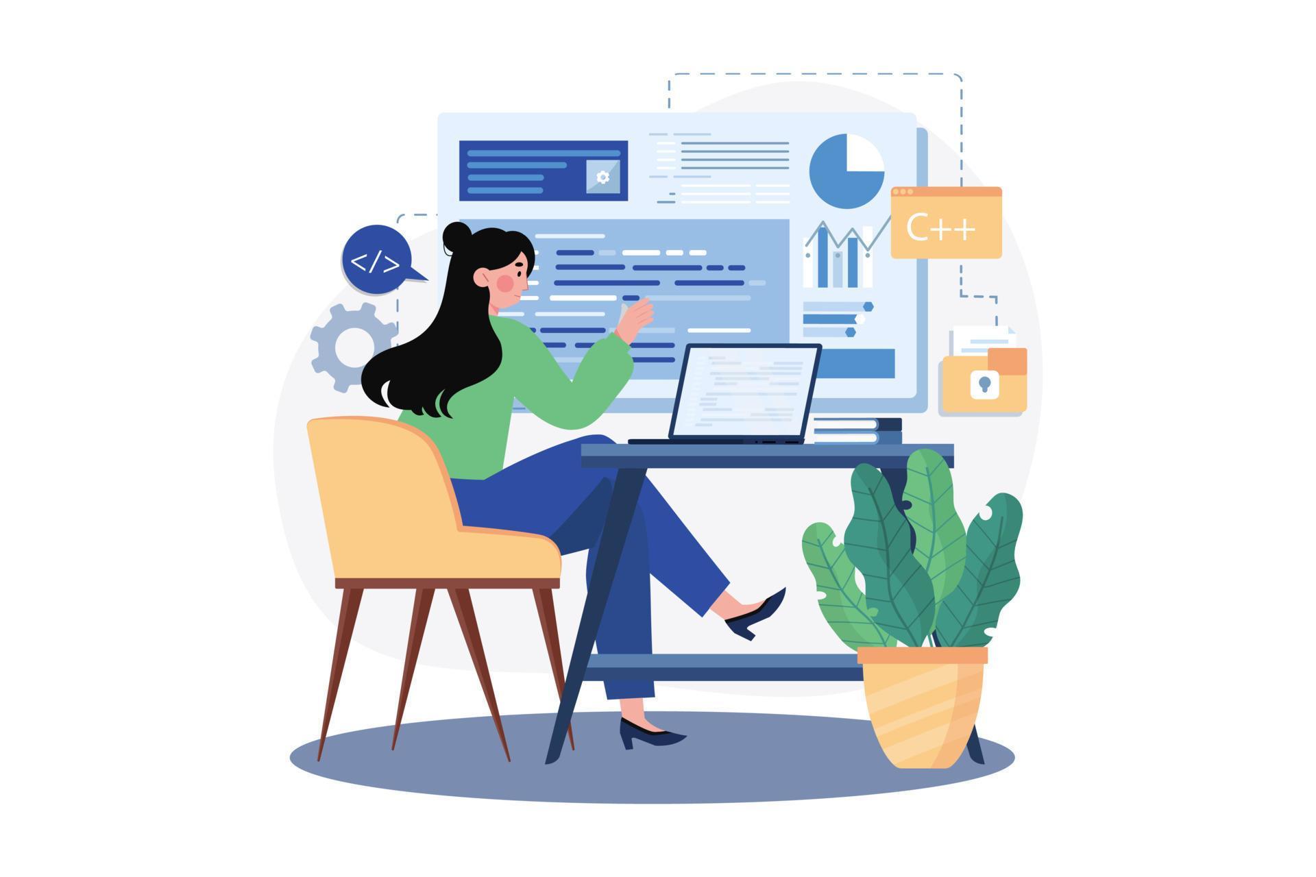 Writing codes and typing data code technology 11634353 Vector Art at ...