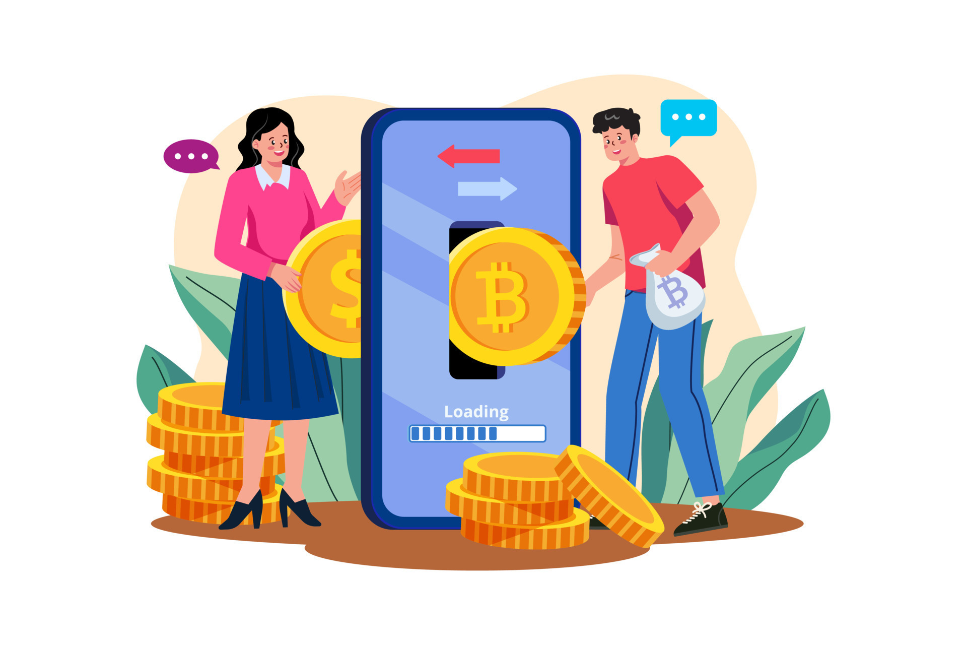 Cryptocurrency Exchange Illustration concept on white background 11634385 Vector Art at Vecteezy