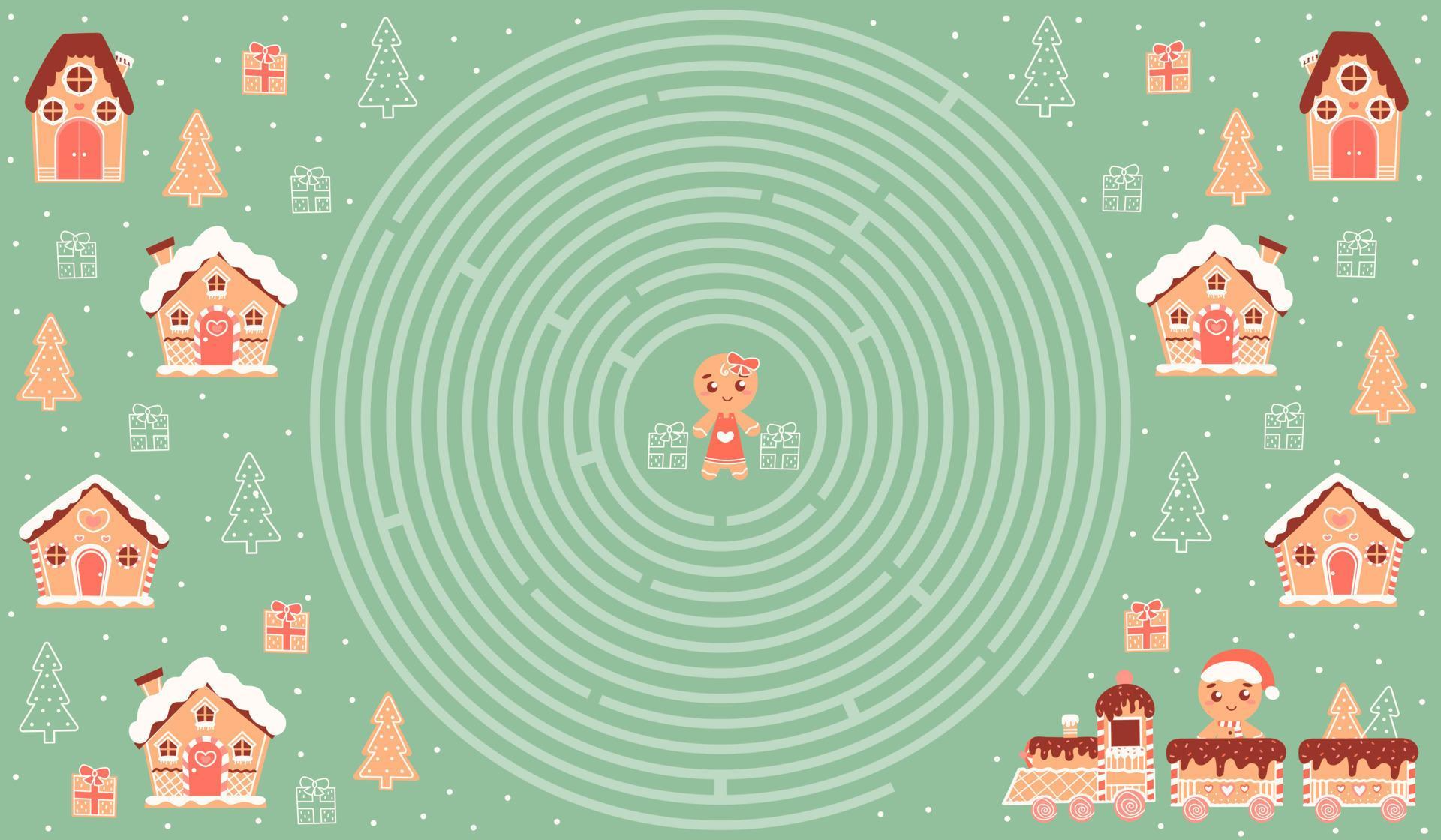 Circle maze for kids, Christmas holiday theme with colourful ...