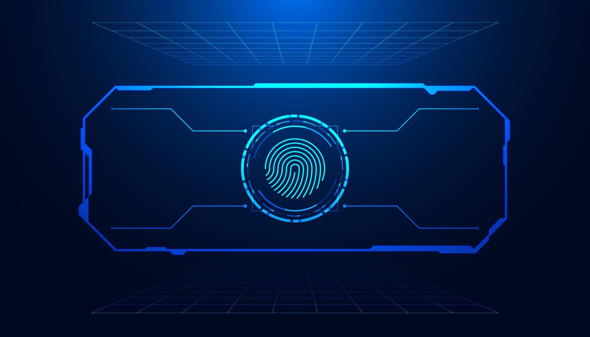 Abstract Square Interface Modern Background Concept Fingerprint Digital Scanning Visual Security