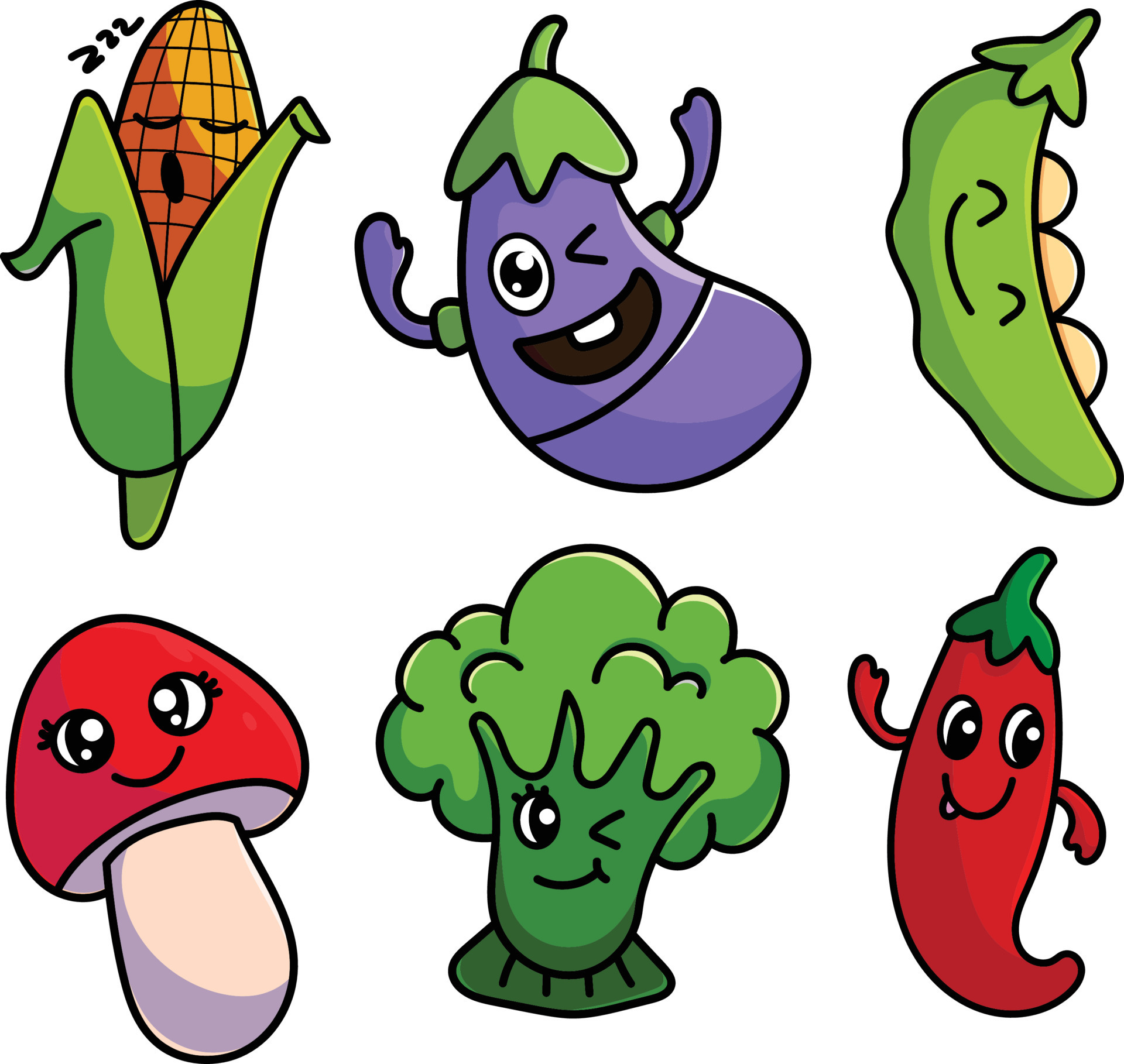 Vegetable Cartoon Mascot Vector Design Flat Cute Smile Expression ...