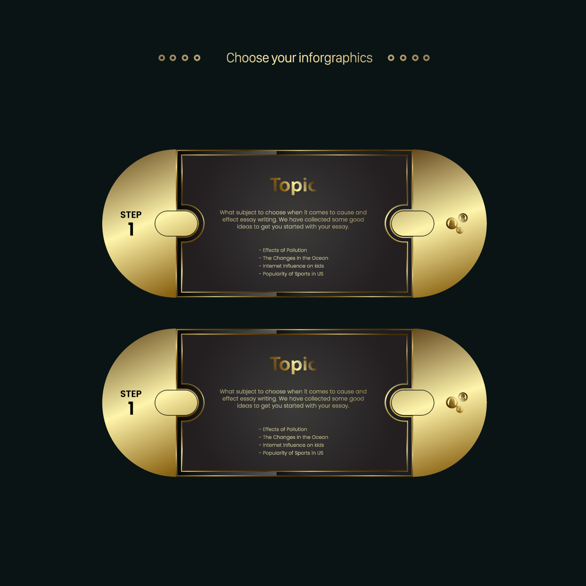 2 Premium button vector design on dark background, and Two golden ...