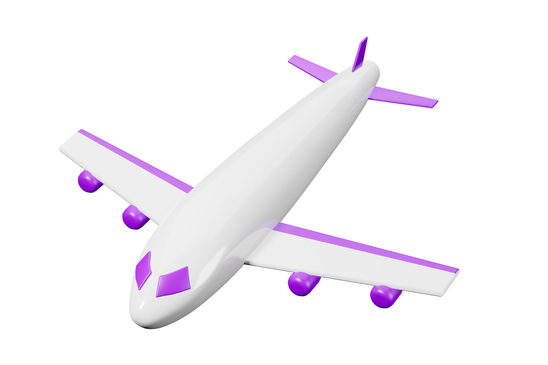 Free lucht vlak in wit en Purper kleur 3d illustratie reizen concept voor toerisme reclame ...