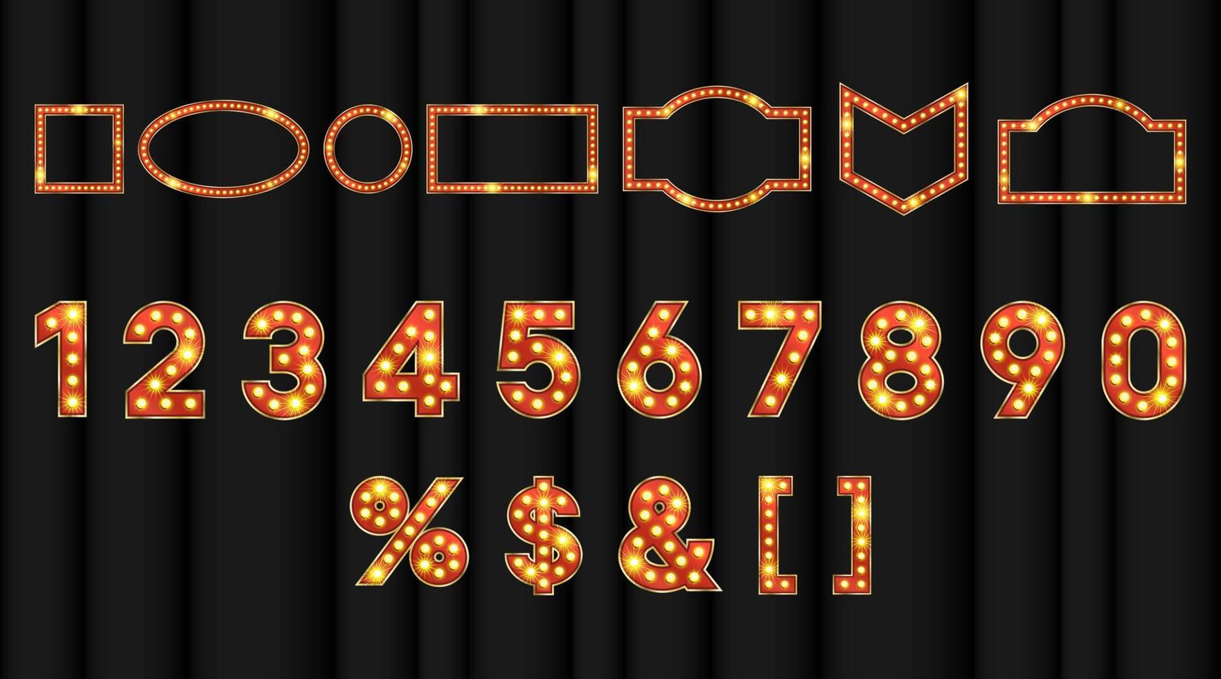 Red Marquee Light Numbers And Symbols With Led Shiny Effect 3d Badge