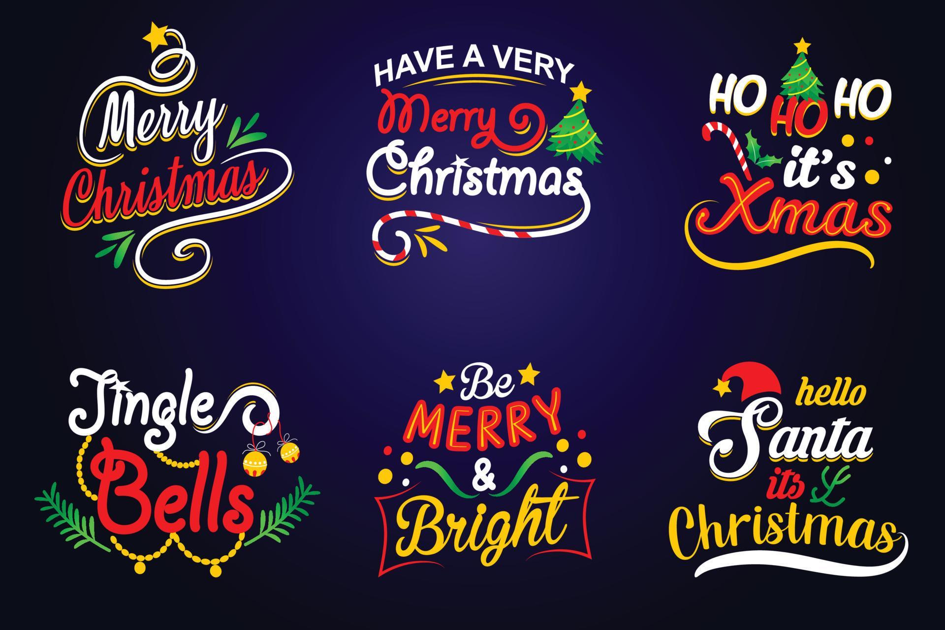 Set Of Christmas Typography T Shirt Design Christmas Lettering Designs